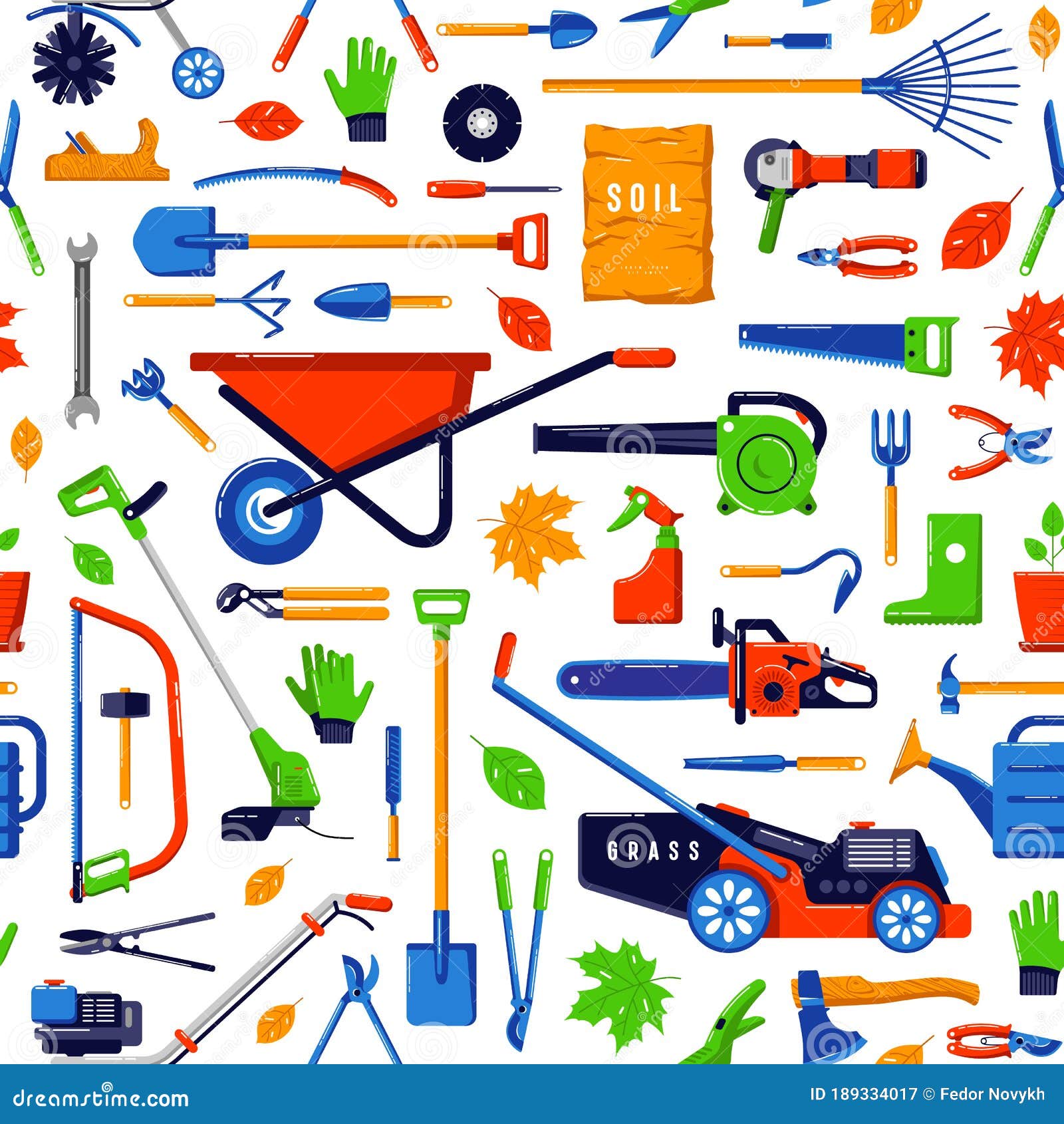 Seamless Pattern with Garden Tools Stock Vector - Illustration of farm ...