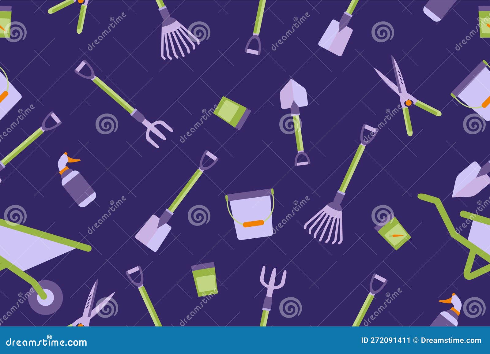 Seamless Pattern of Garden Tools. Vector Illustration. Vector Garden ...