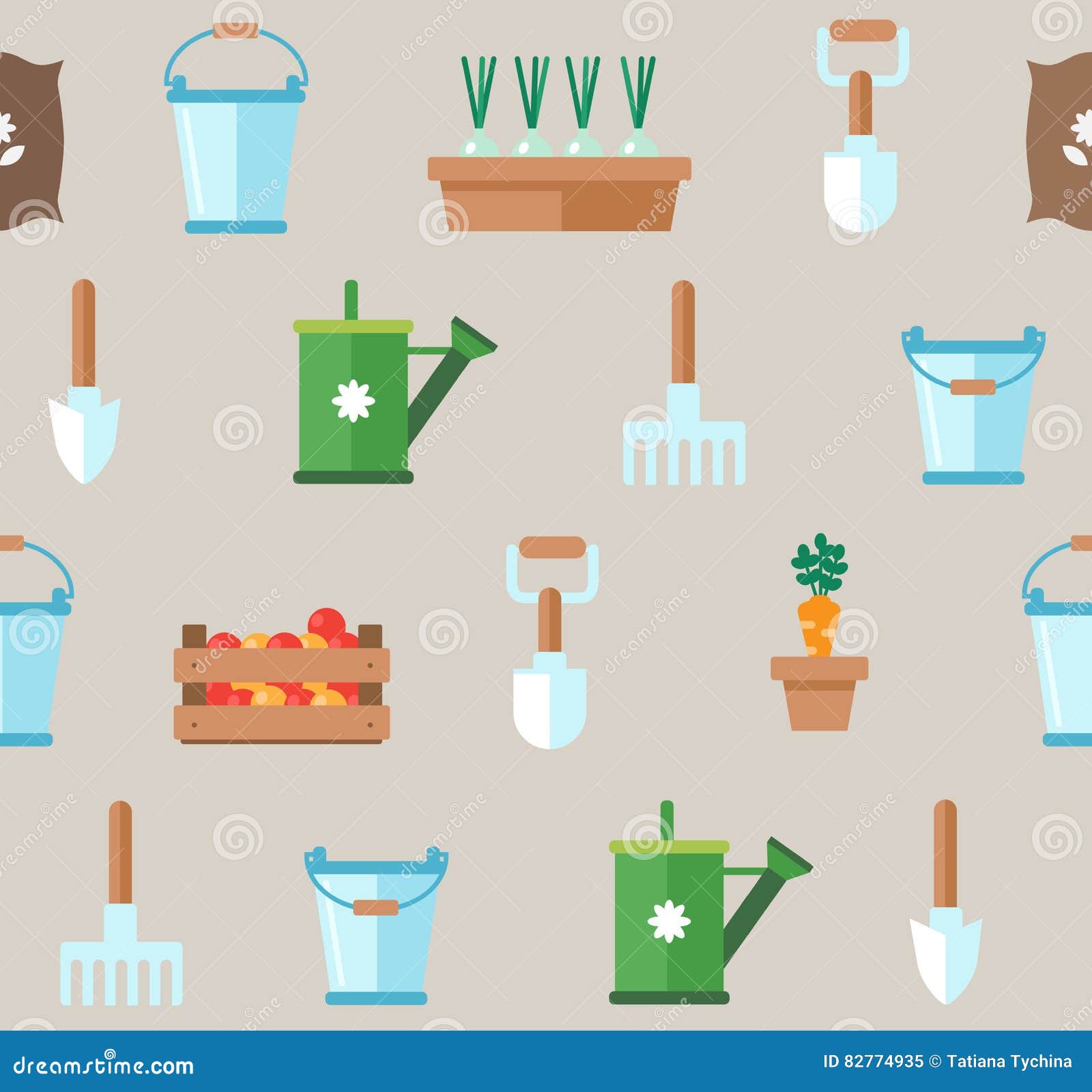 Seamless Pattern of Gardening Tools. Vegetable Garden Planner Fl Stock ...