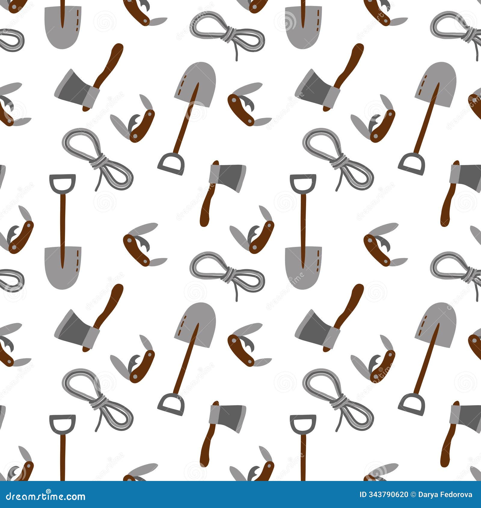 Seamless Pattern of Gardening Tools on White Background Stock Vector ...