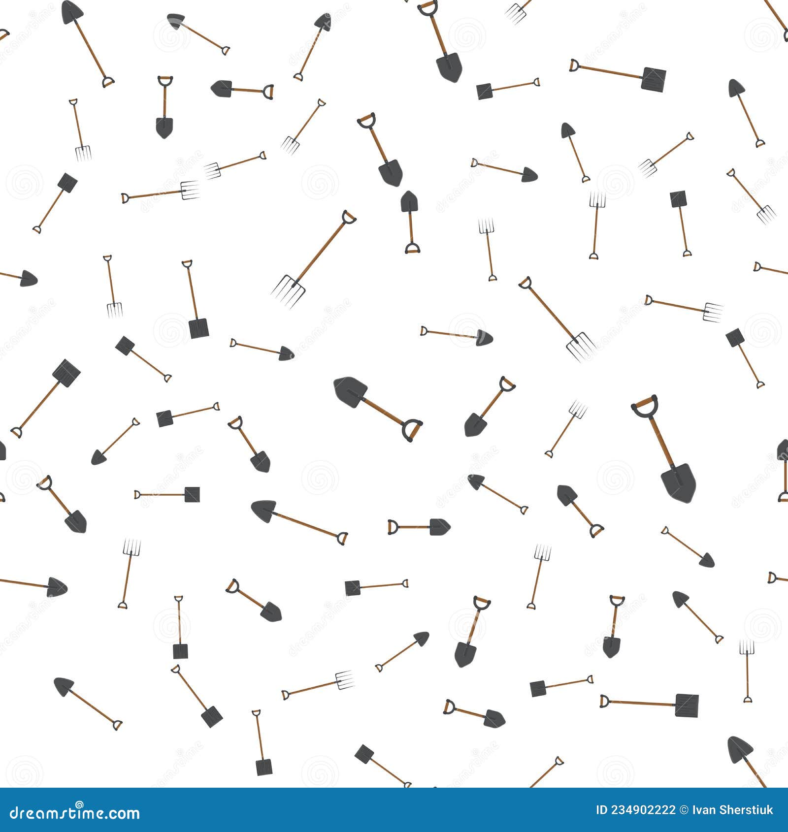 Seamless Pattern Gardening Tools on a White Background. Vector ...