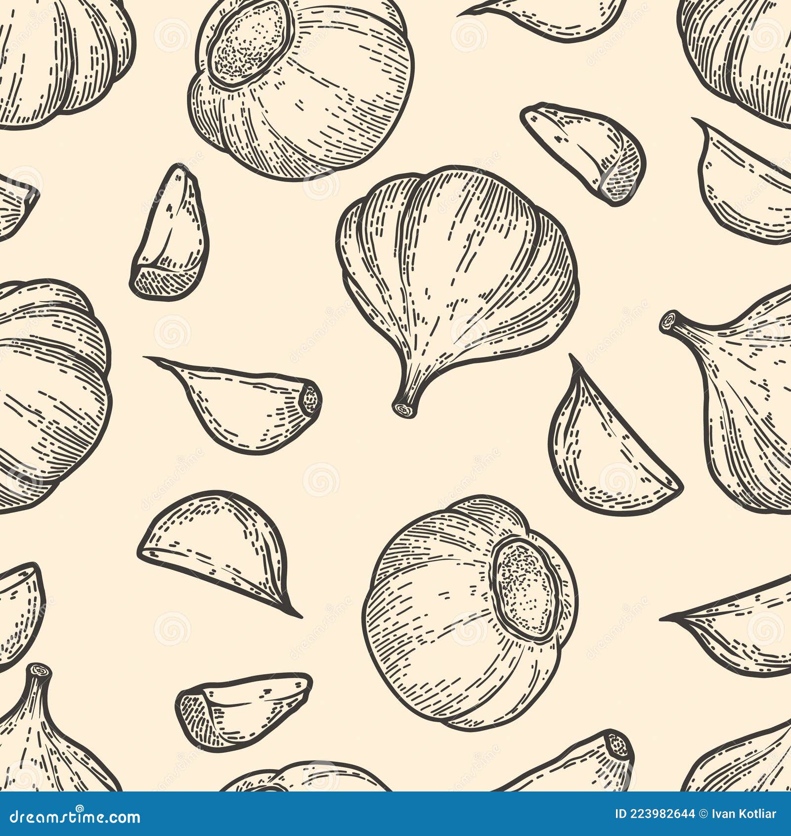 Seamless Pattern with Garlic Illustrations. Design Element for Poster ...
