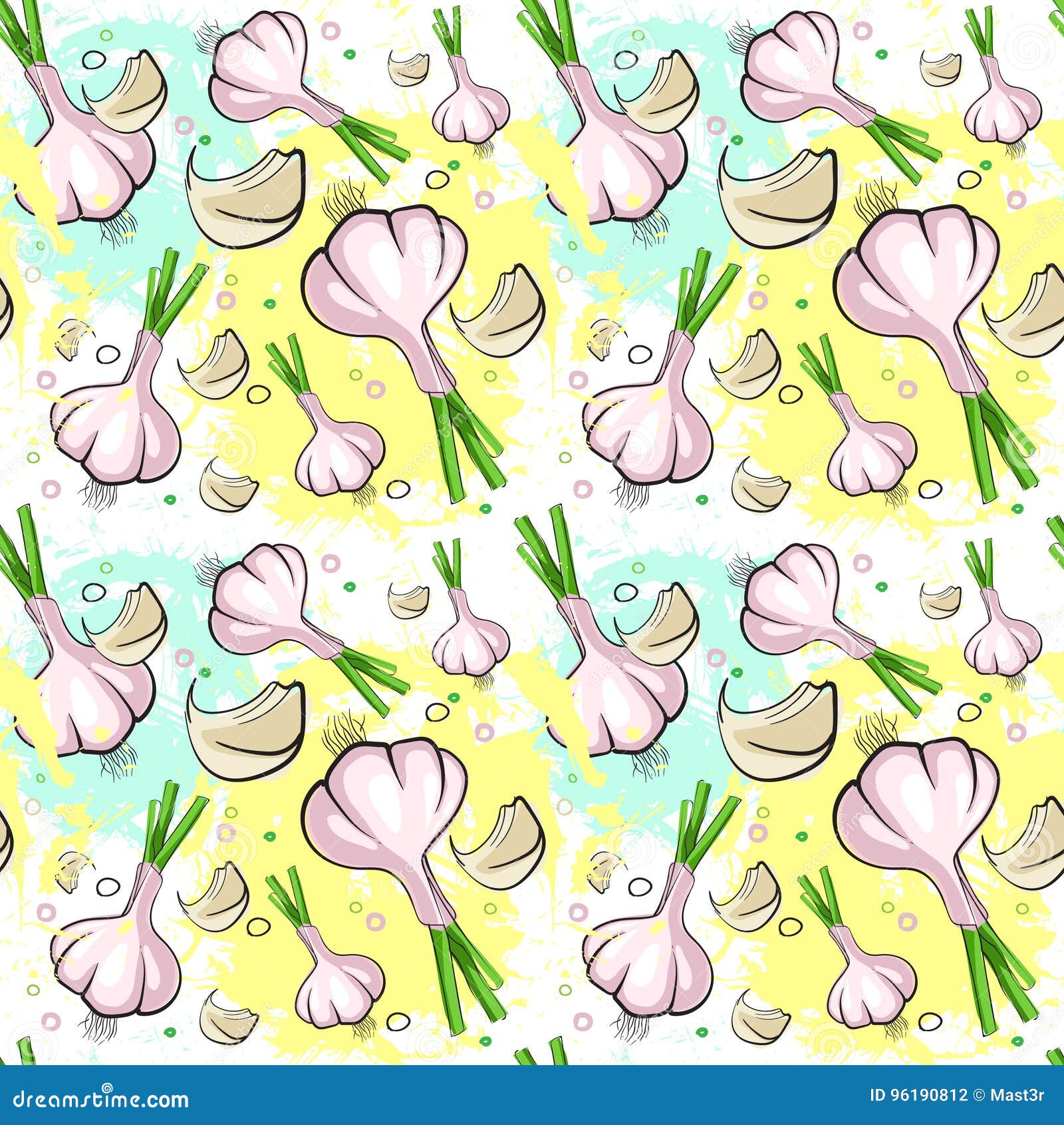 Seamless Pattern Garlic Vegetables Ornament Background Stock Vector ...
