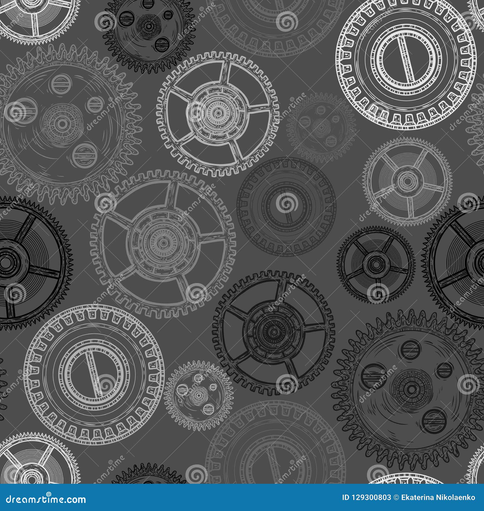 Seamless Pattern with Gear. Clockwork Mechanism Stock Vector ...