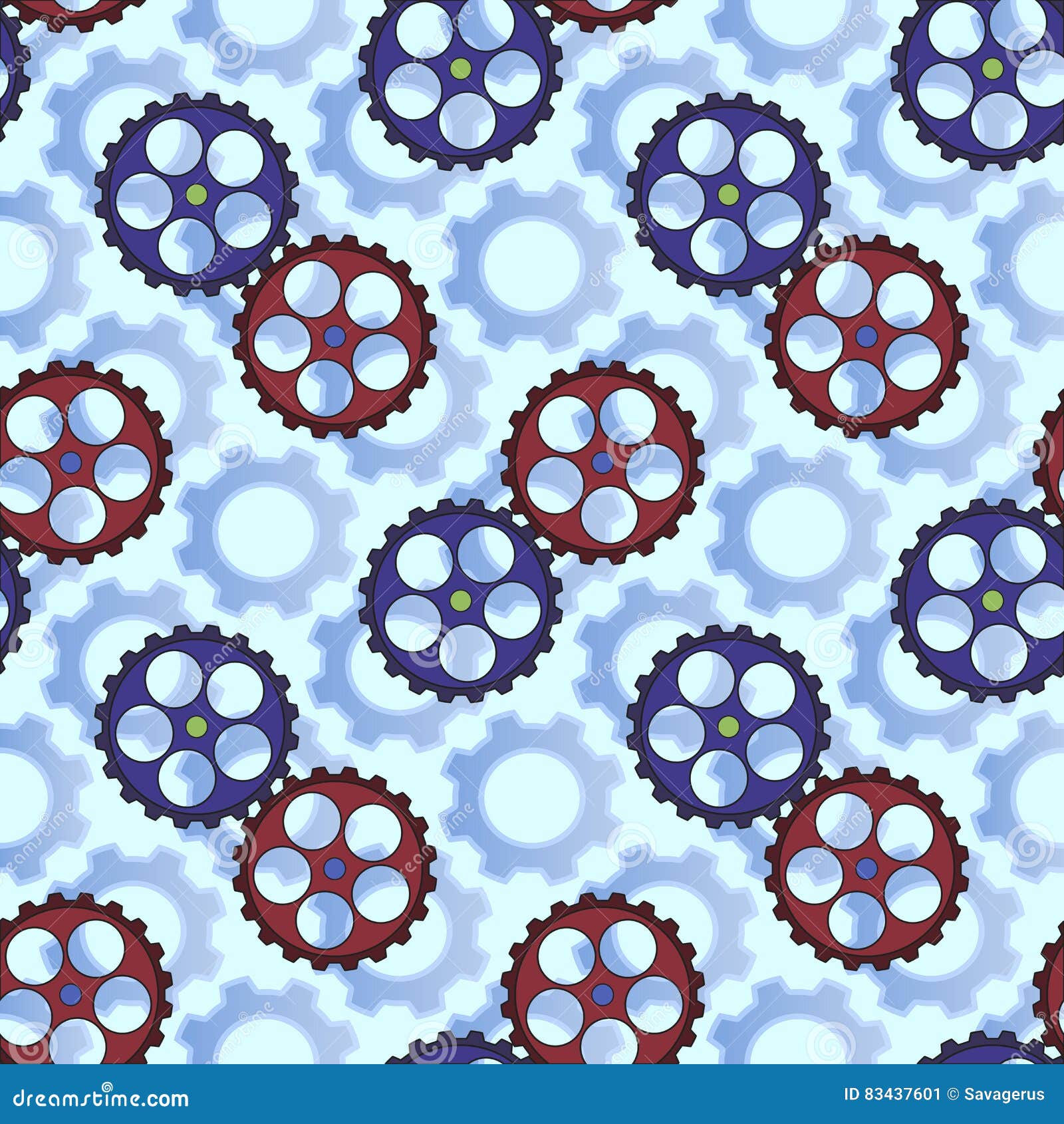 Seamless Pattern with Gears in Blue Background Stock Vector ...