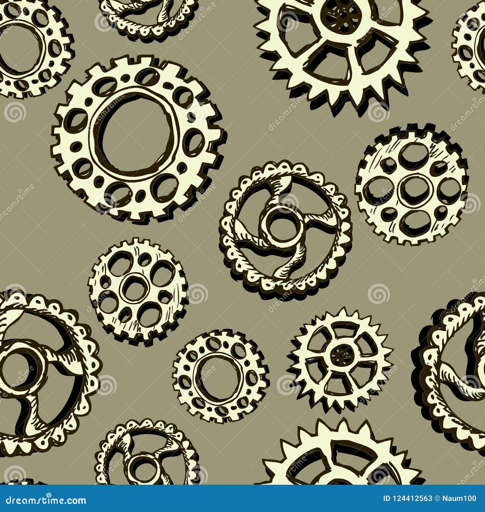 Seamless Pattern with Gears Stock Vector - Illustration of machine ...