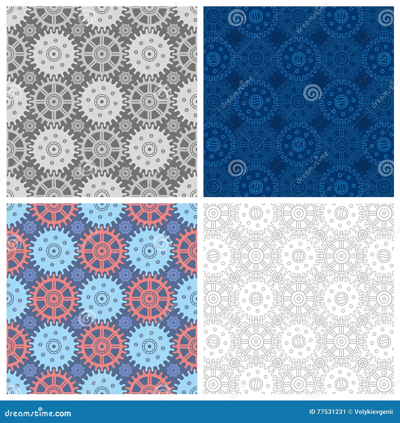 Seamless pattern of gears stock vector. Illustration of like - 77531231