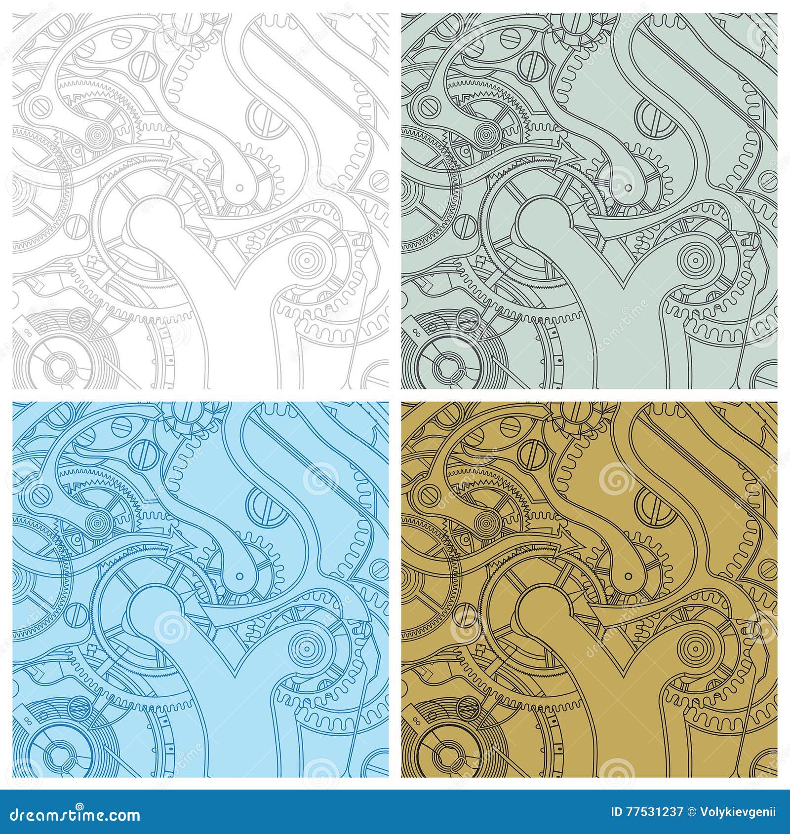 Seamless pattern of gears stock vector. Illustration of watch - 77531237