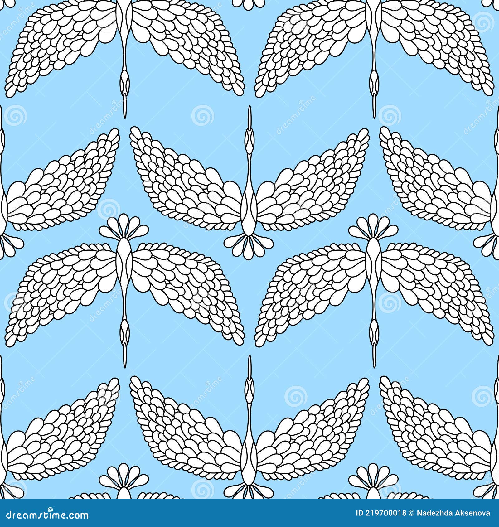 Seamless Pattern. Geese, Swans, and Migratory Birds. Painted Birds on a ...