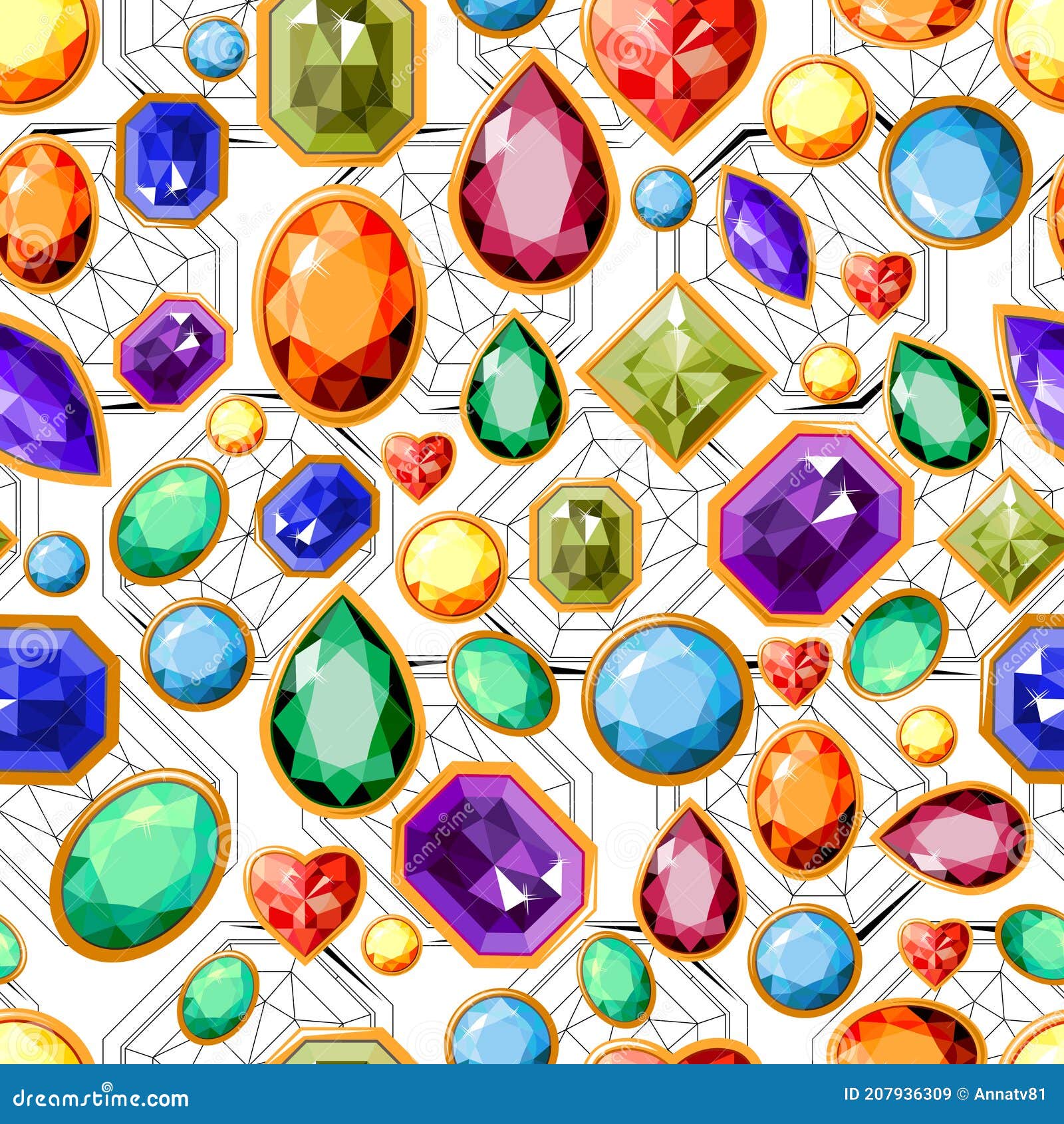 Seamless Pattern with Gems. Endless Texture for Fashion Design Stock ...