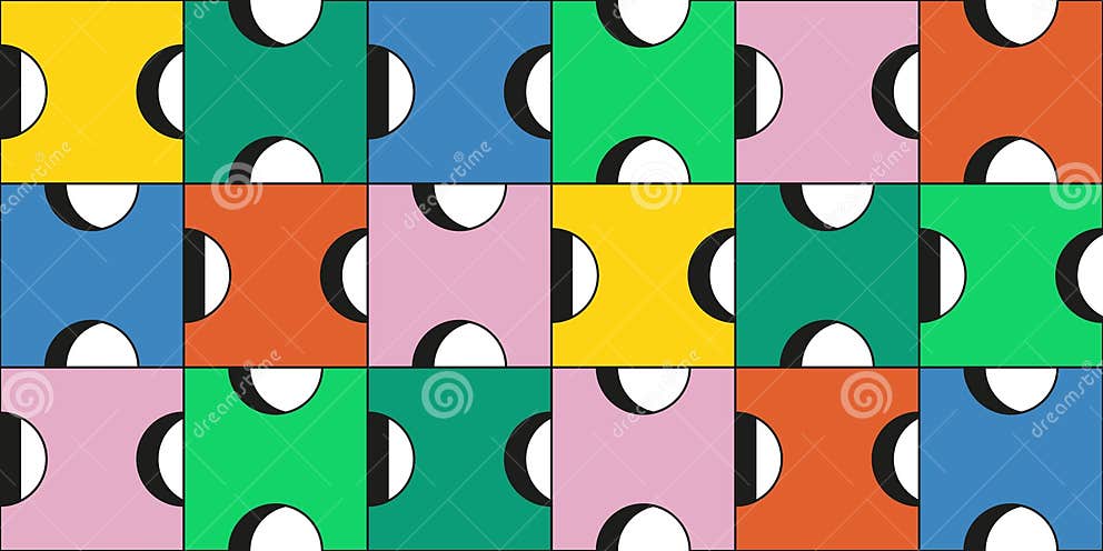 Seamless Pattern with Geometric Abstract Shapes. Constructor, Designer Kit with Colorful ...