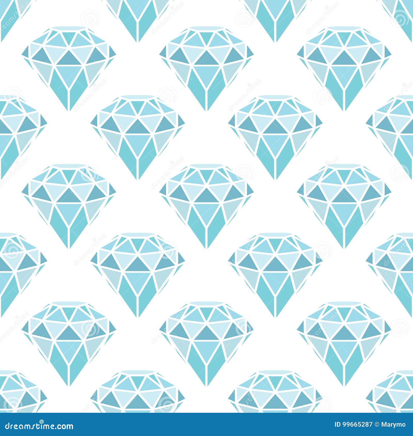 Seamless Pattern of Geometric Blue Diamonds on White Background. Trendy ...