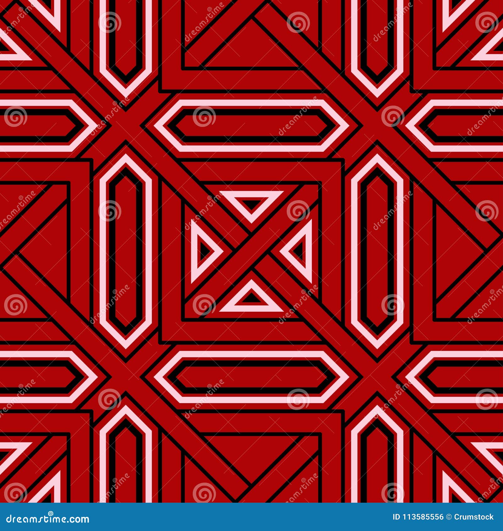 Seamless Pattern with Geometric Design. Black Red and White Background ...