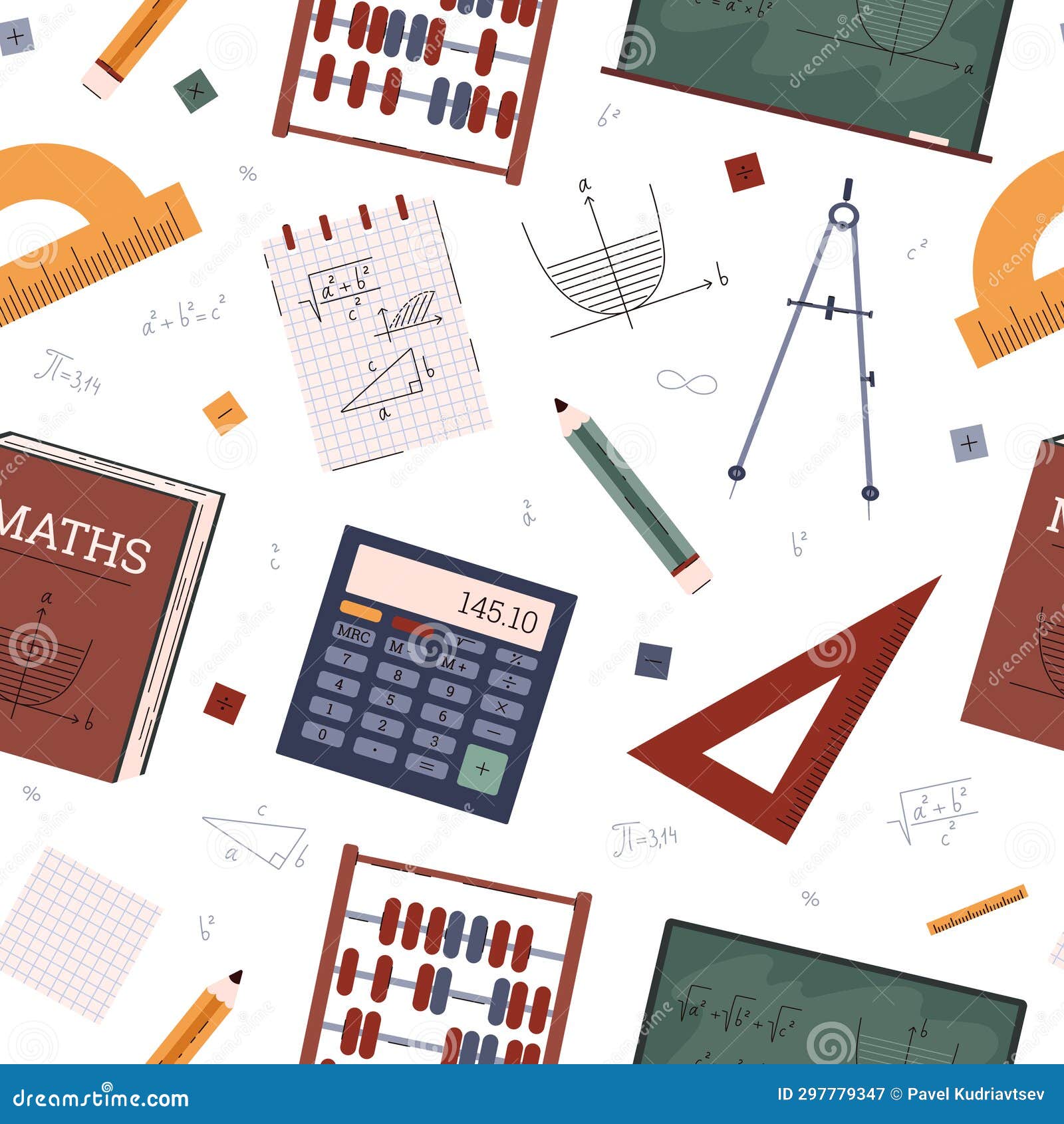 Seamless Pattern with Geometric and Mathematic Subjects, Students ...