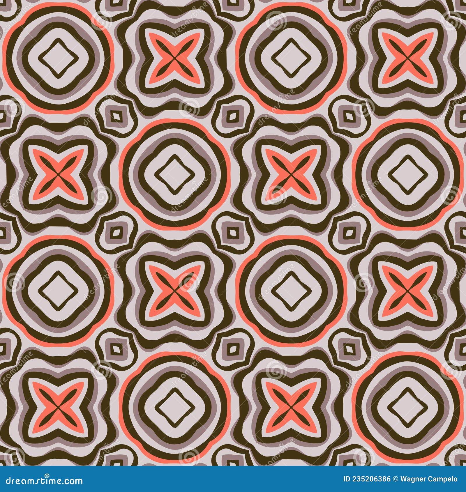 Seamless Pattern with Geometric Motifs in 4 Colors. Earth Tones Stock ...