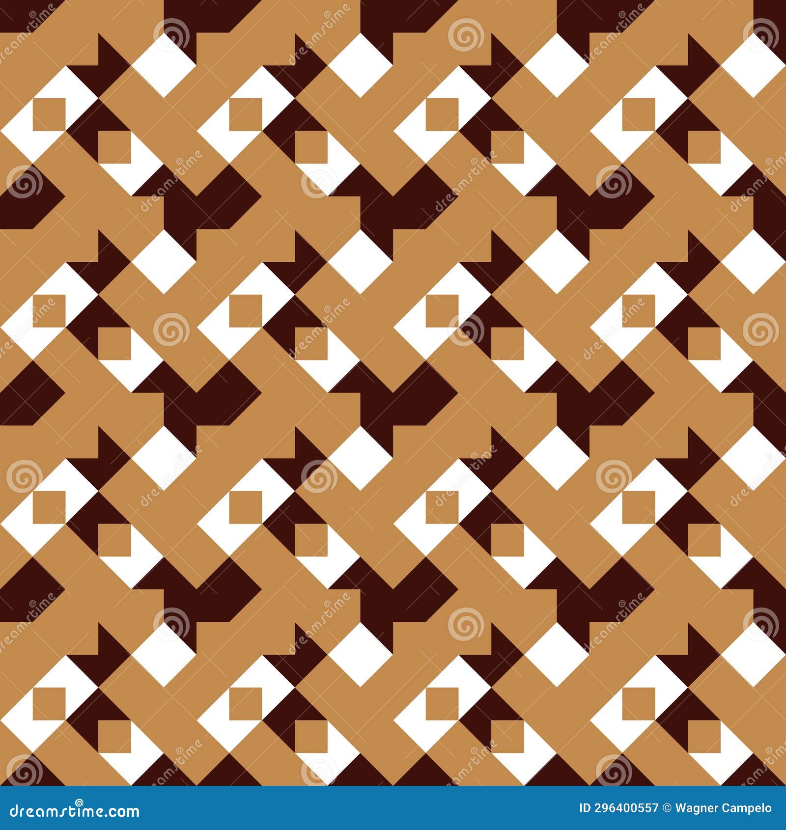 Seamless Pattern with Geometric Motifs in 3 Colors Stock Illustration ...