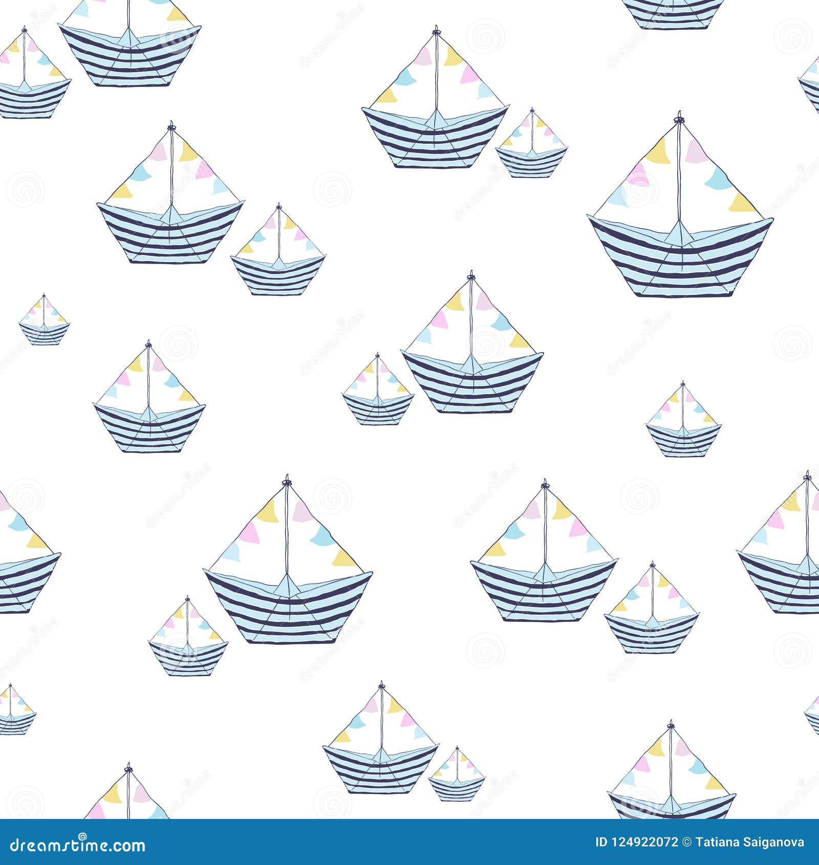Seamless Pattern with Sailing Boats Stock Vector - Illustration of ...