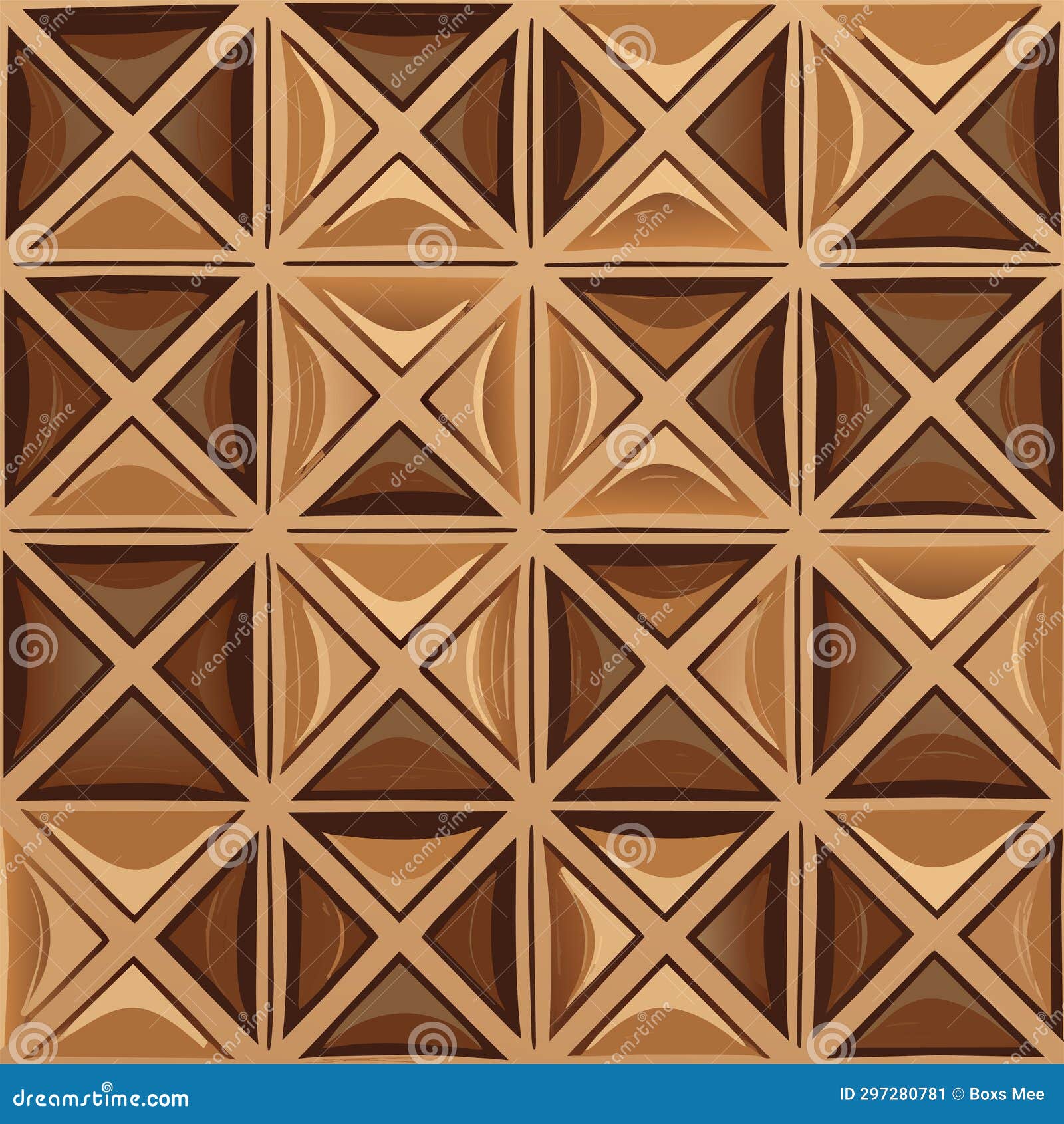 Seamless Pattern of Geometric Shapes in Brown Colors. Vector ...