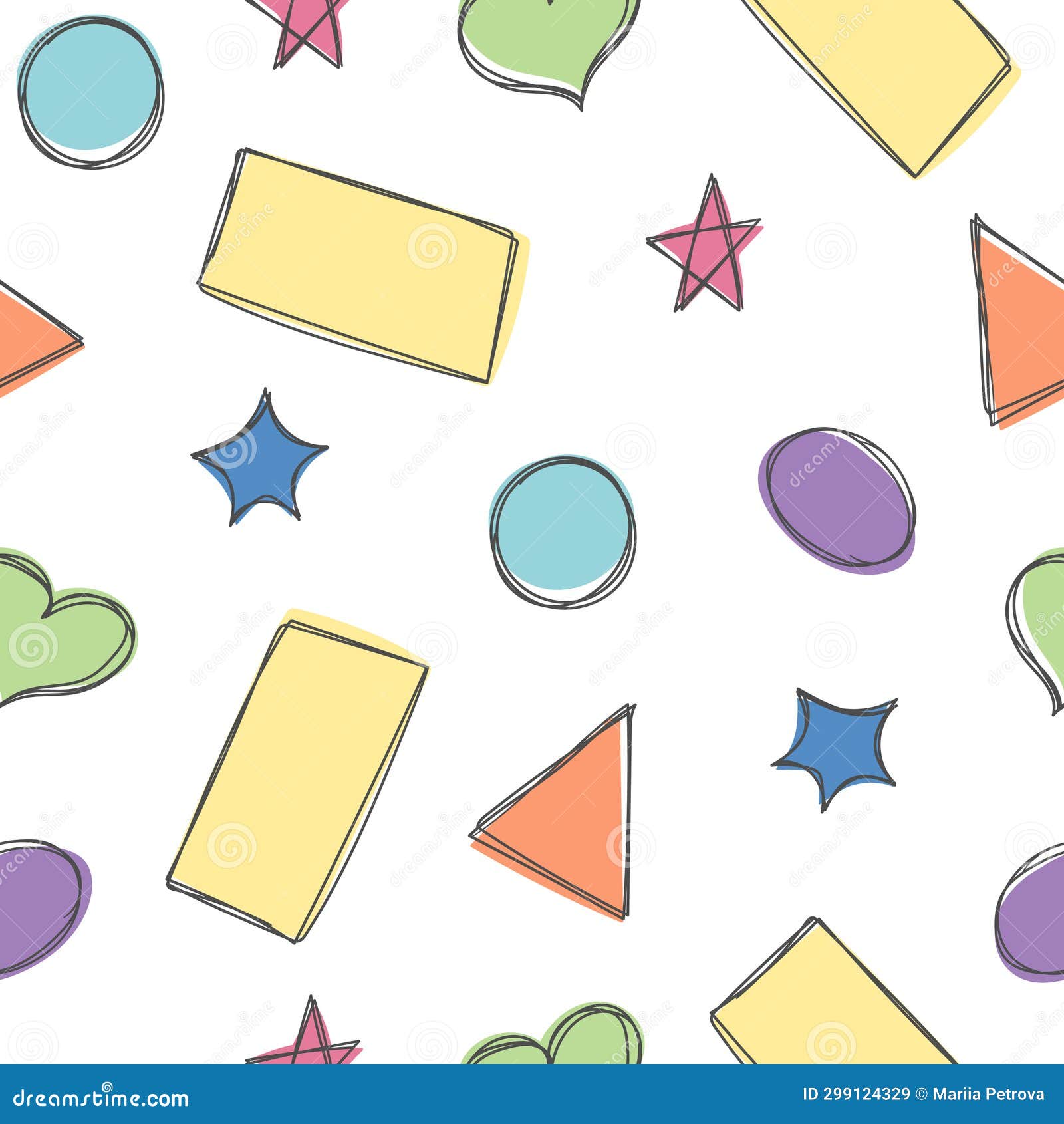 Seamless Pattern of Geometric Shapes in Cute Childish Style. Different ...