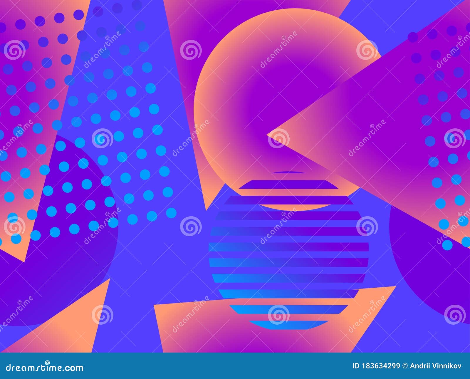 Seamless Pattern with Geometric Shapes Memphis Style 80s. Triangles and ...