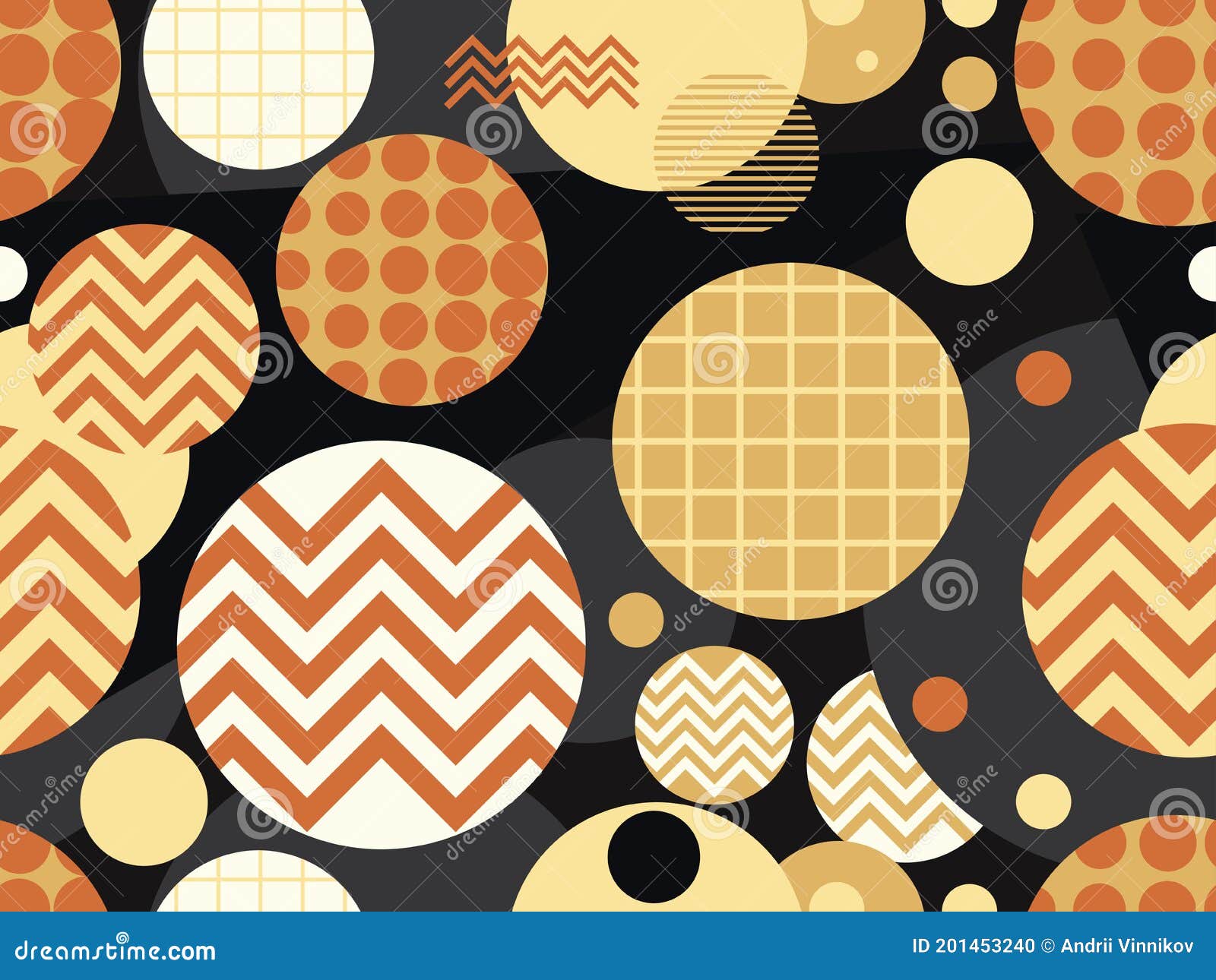 Seamless Pattern with Geometric Shapes in the Style of the 80s. Circles ...