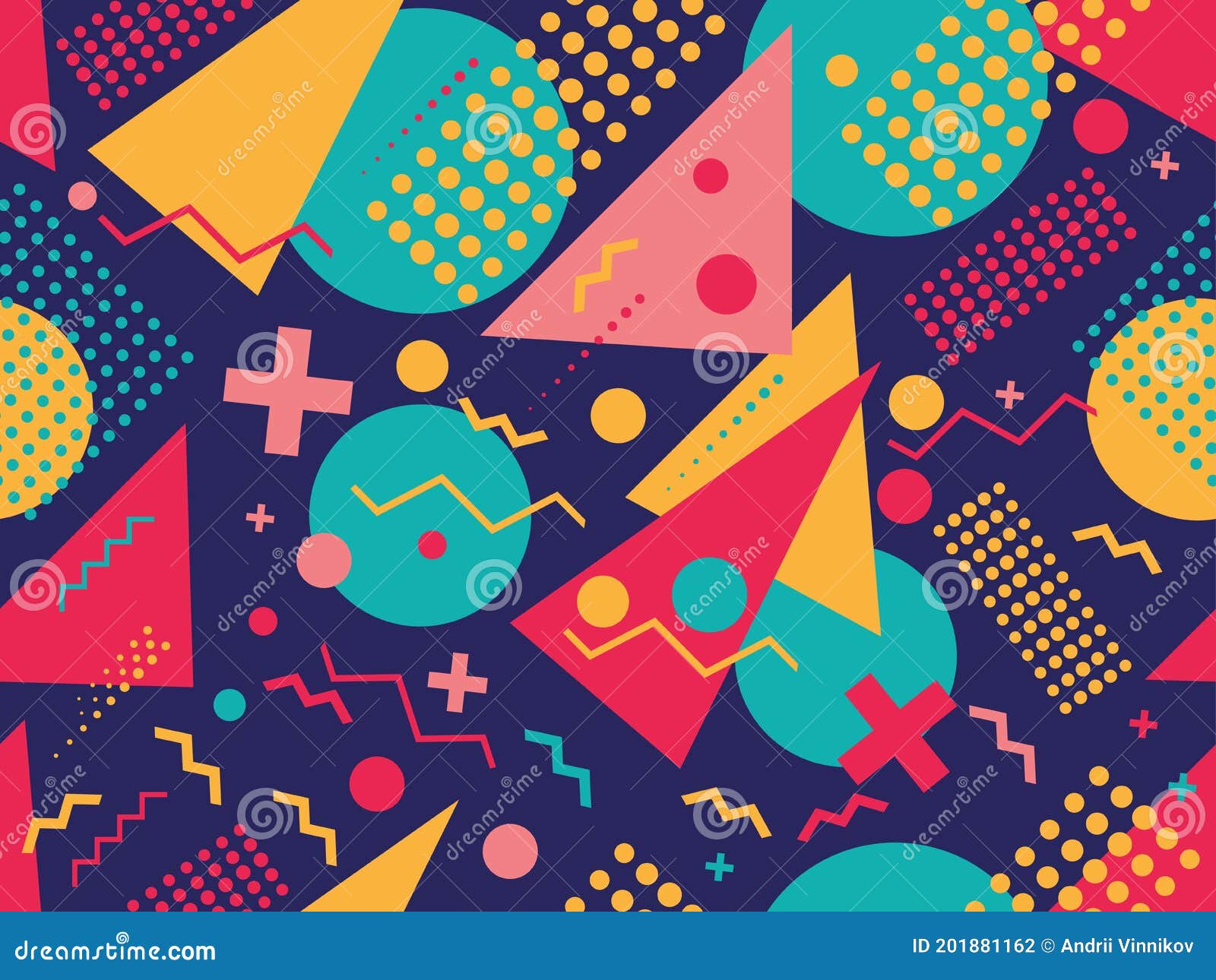Seamless Pattern with Geometric Shapes in the Style of the 80s ...
