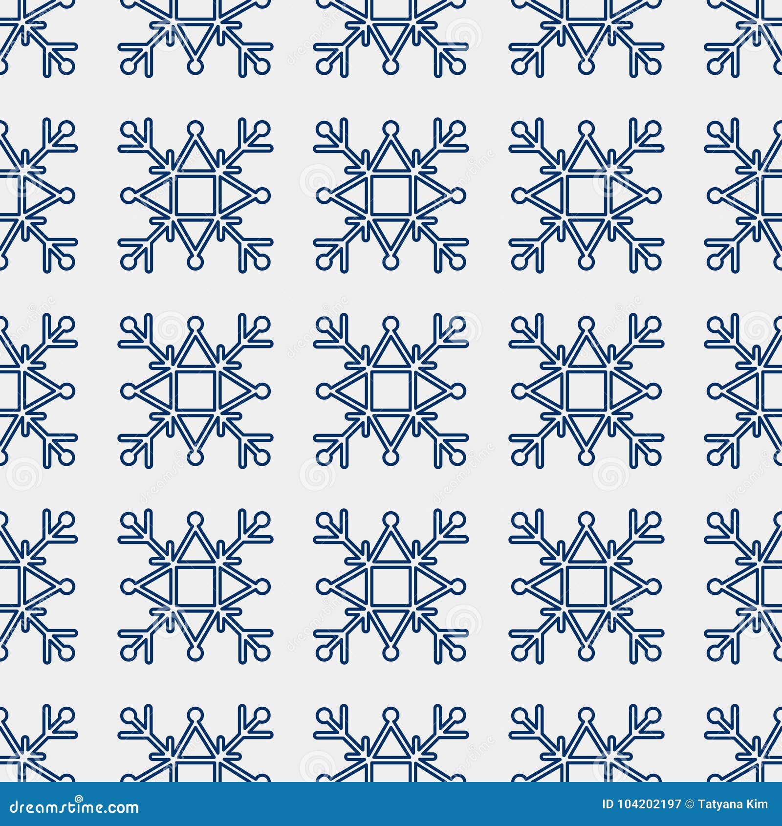 Seamless Pattern of Geometric Snowflake. Square Snowflakes Stock Vector ...