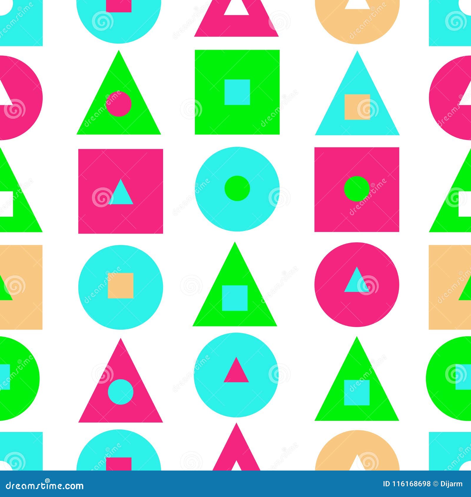 Seamless Pattern with Geometric Symbols: Triangle, Circle, Square Stock ...