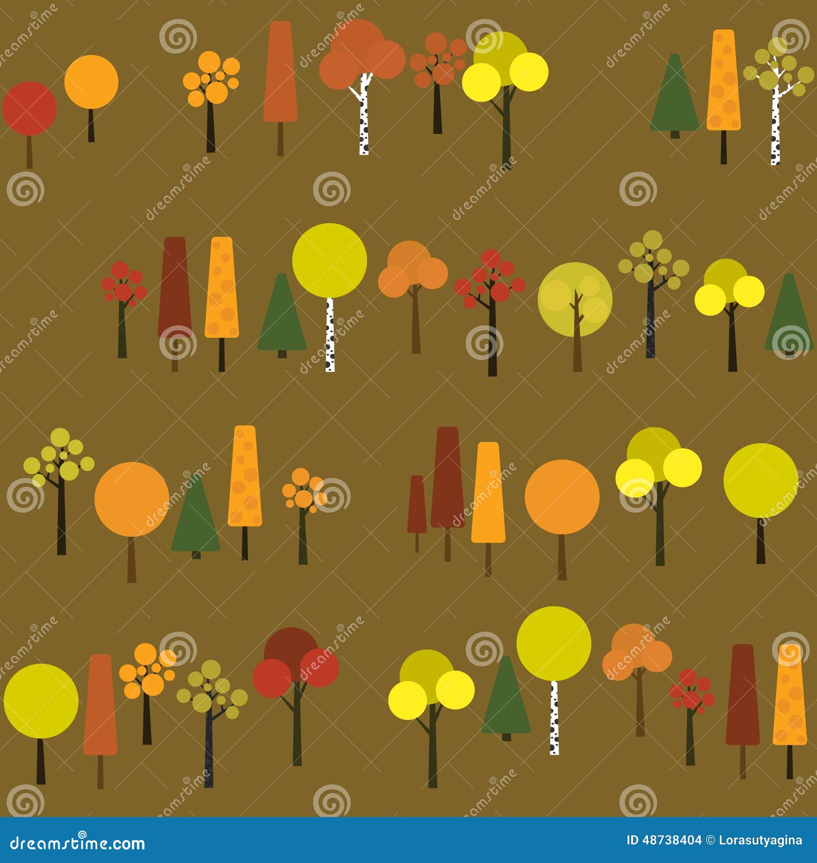 Seamless Pattern With Geometric Trees On A Dark Green Background. Stock ...