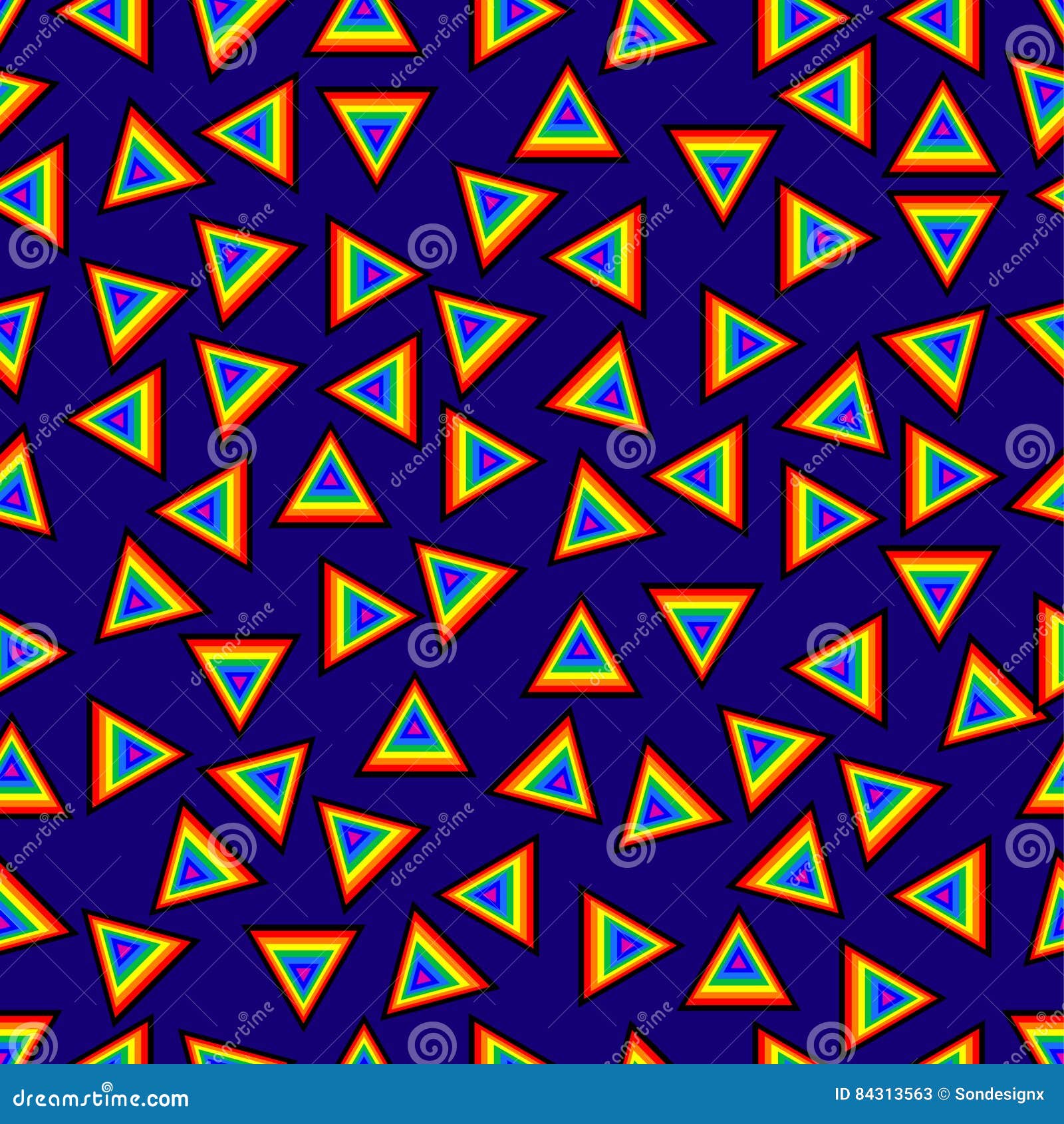 Seamless Pattern Geometric with Triangles in Mixed Orders Rainbow ...