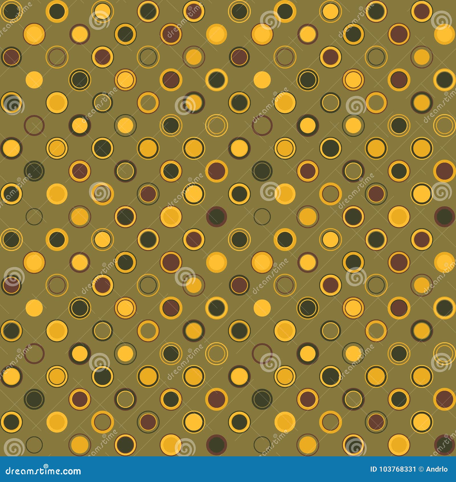 Seamless Pattern. Geometrical Elements of Round Shape on a Green ...