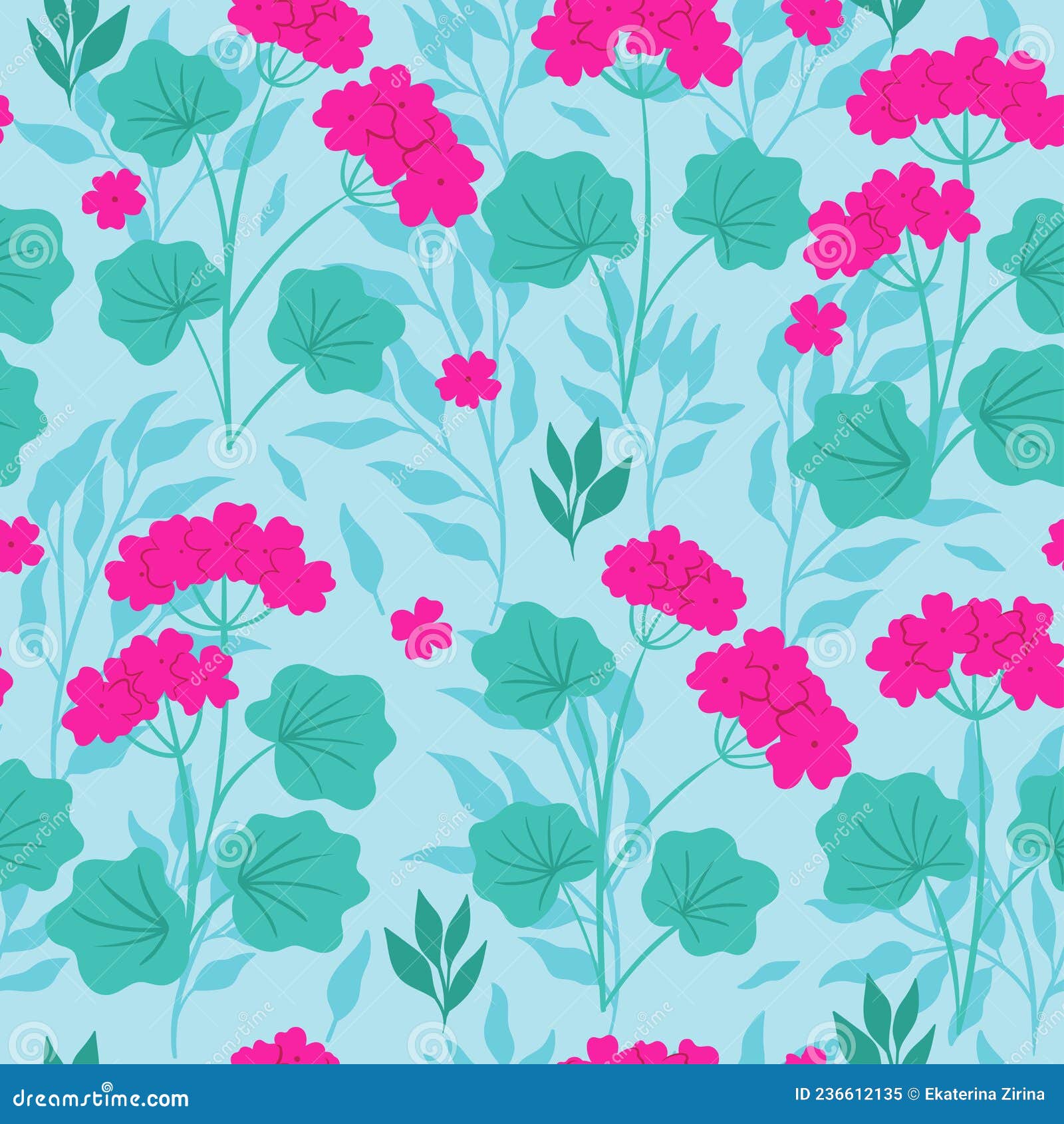 Seamless Pattern with Geranium Flowers. Vector Graphics Stock Vector ...