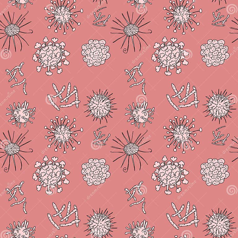 Seamless Pattern with Germs and Diseases. Doodle Stock Illustration ...