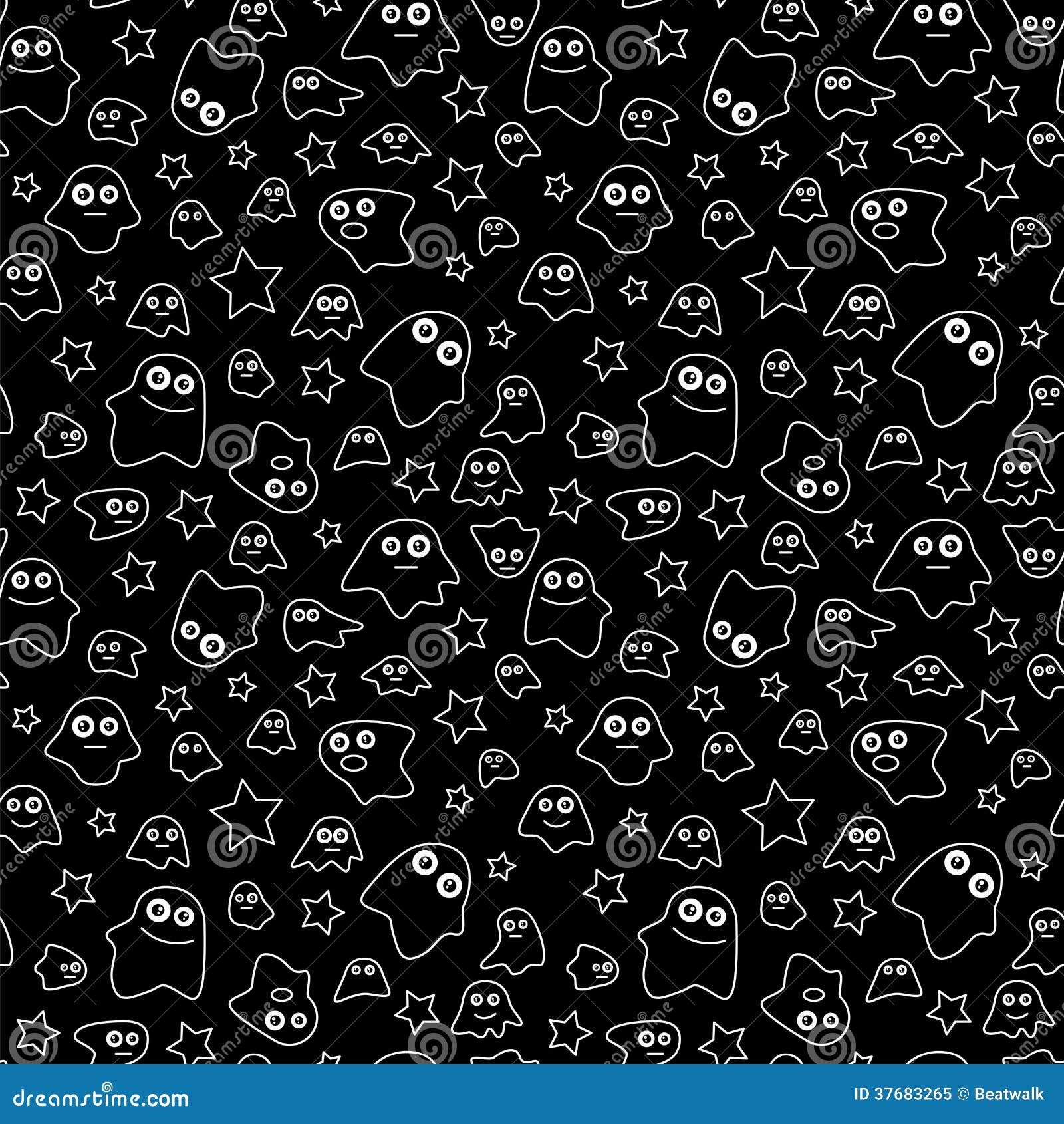 Seamless pattern ghost stock vector. Illustration of decor - 37683265