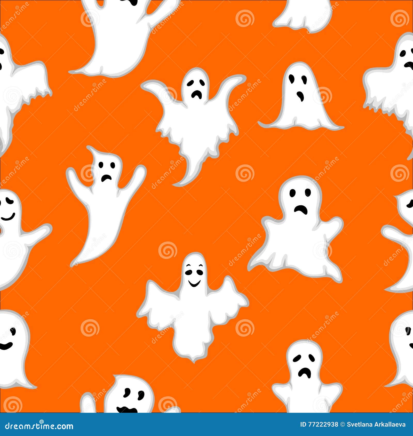 Seamless Pattern Ghost with White Eyes on Halloween Stock Illustration ...