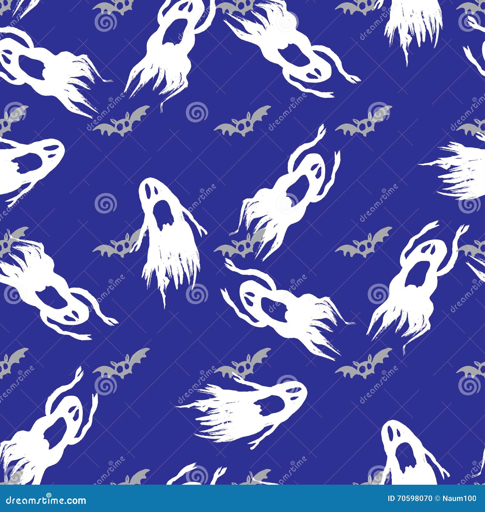 Seamless Pattern with Ghosts Stock Vector - Illustration of scary ...