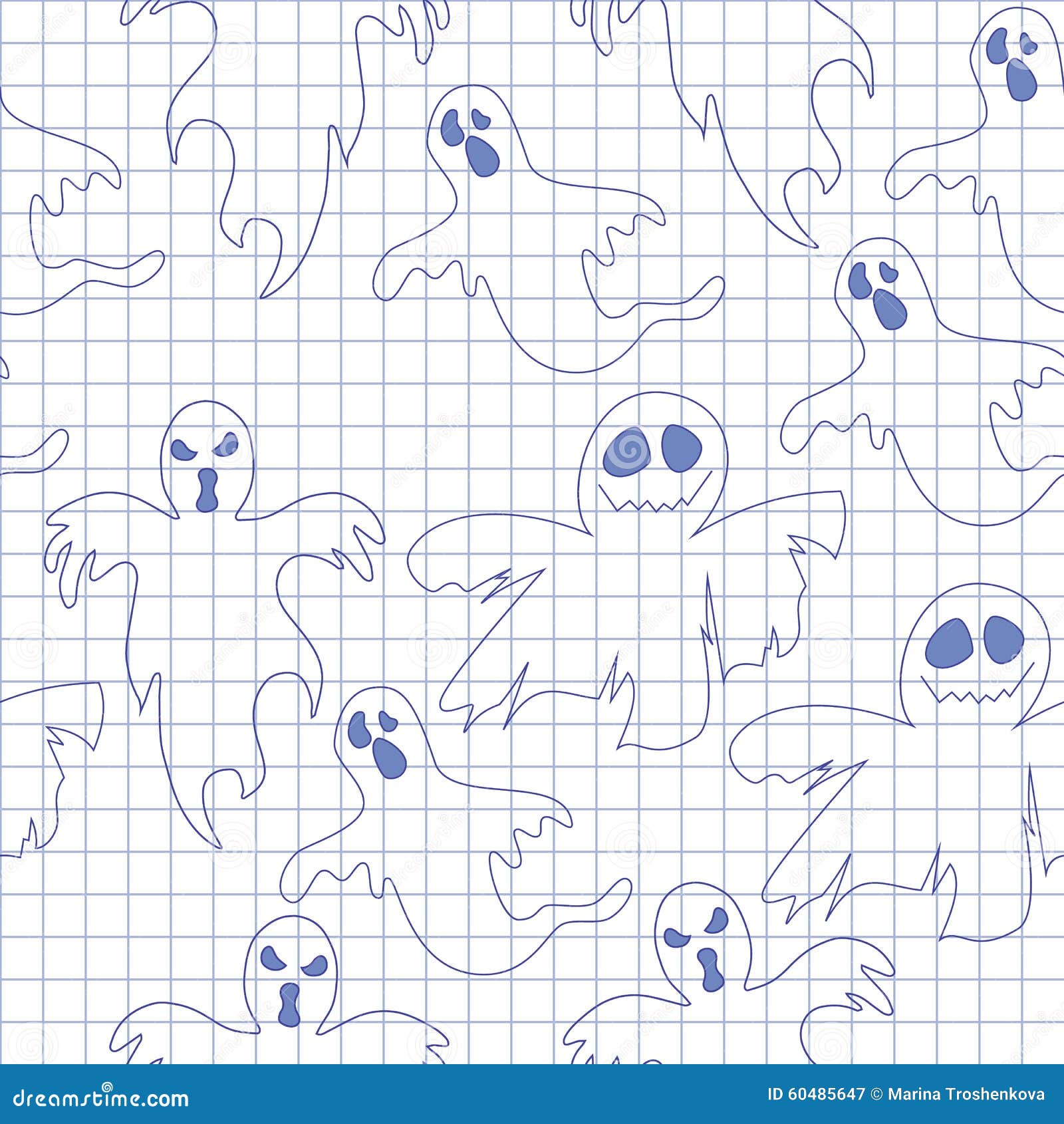 Seamless Pattern with Ghosts in Notebook. Print Stock Vector ...