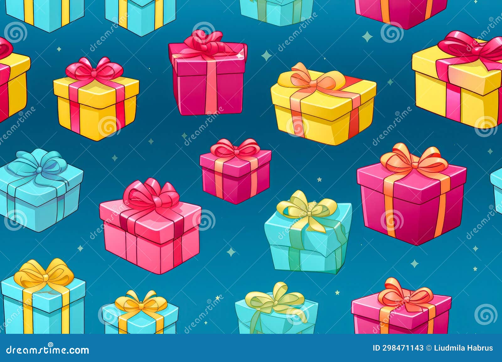 Seamless Pattern with Gift Boxes on Blue Background. Stock Image ...