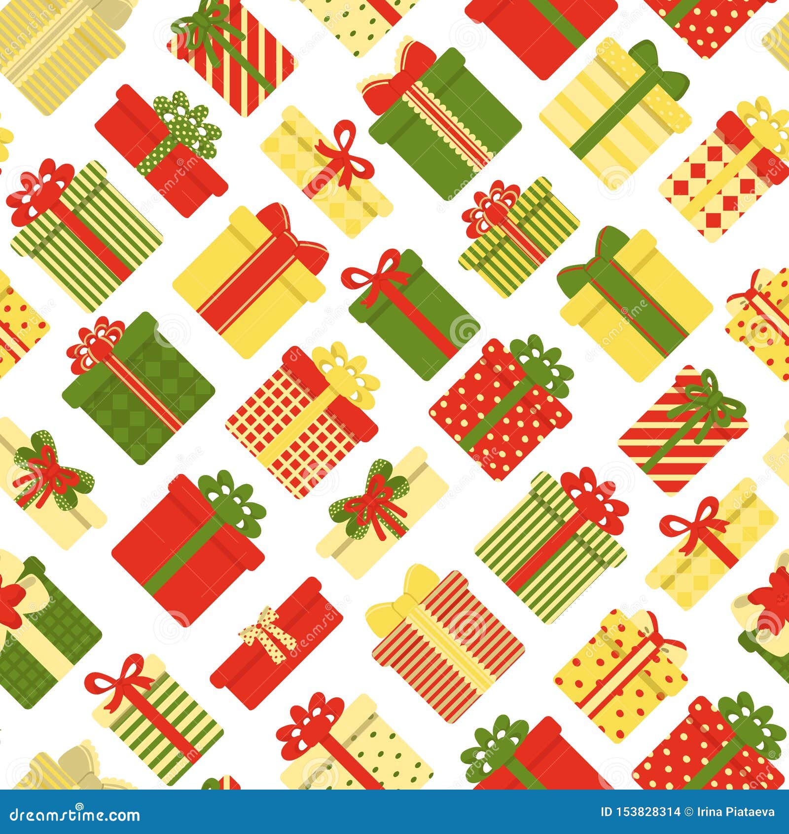 Seamless Pattern of Gift Boxes on a White Background. Festive. Vector ...