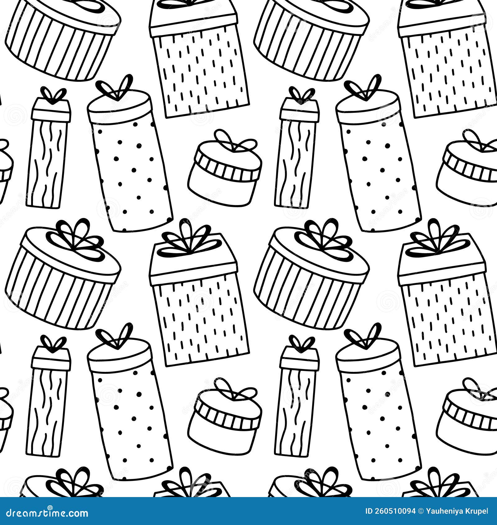 Seamless Pattern with Gifts. Doodle Style Stock Vector - Illustration ...