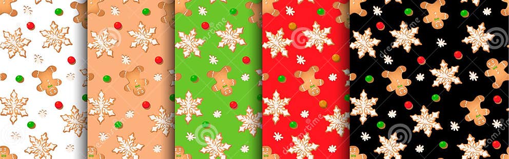 Seamless Pattern with Ginger Cookies. Gingerbread Man, Snowflake. Stock ...