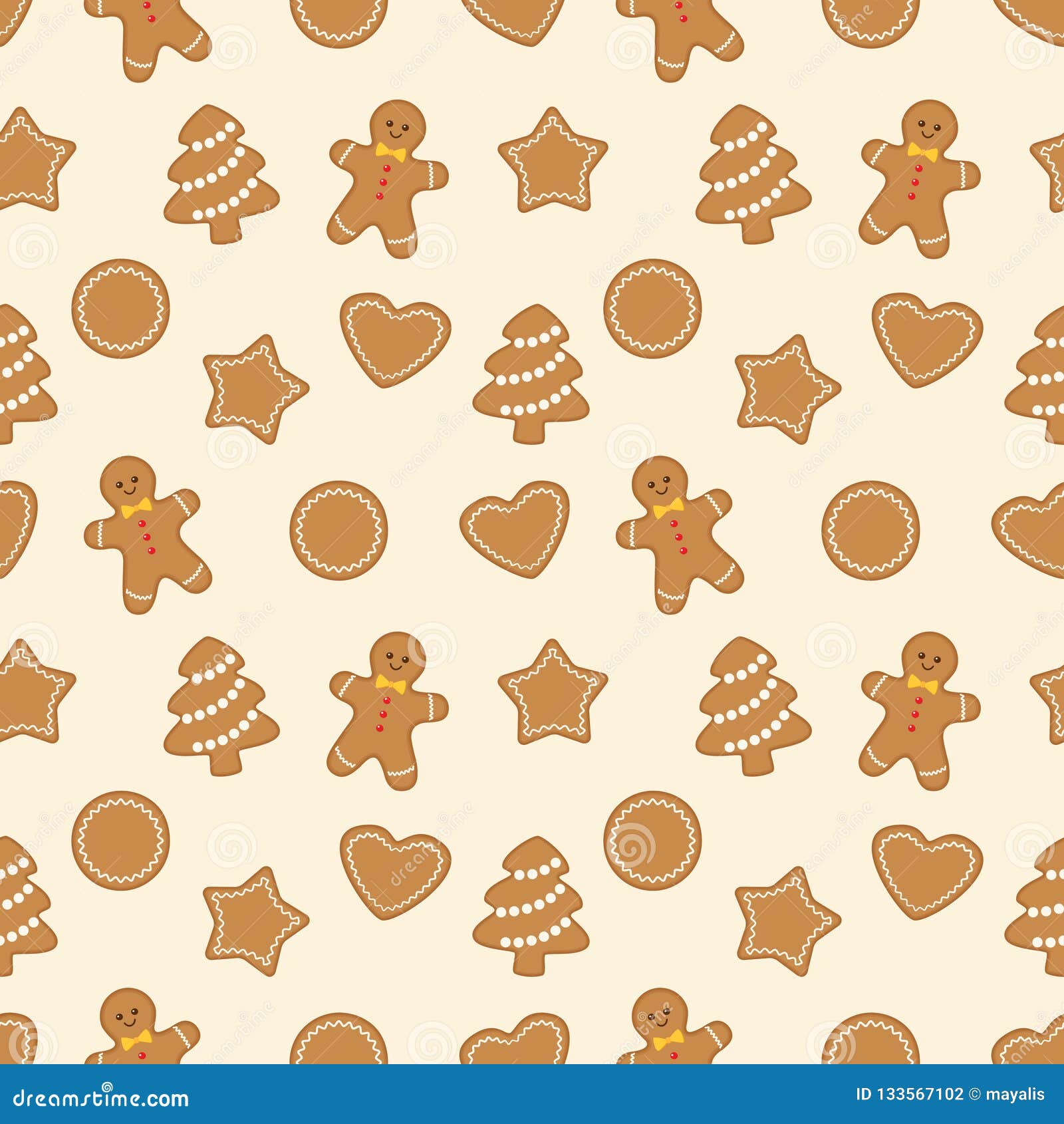 Seamless Pattern with Gingerbread Cookies Stock Vector - Illustration ...