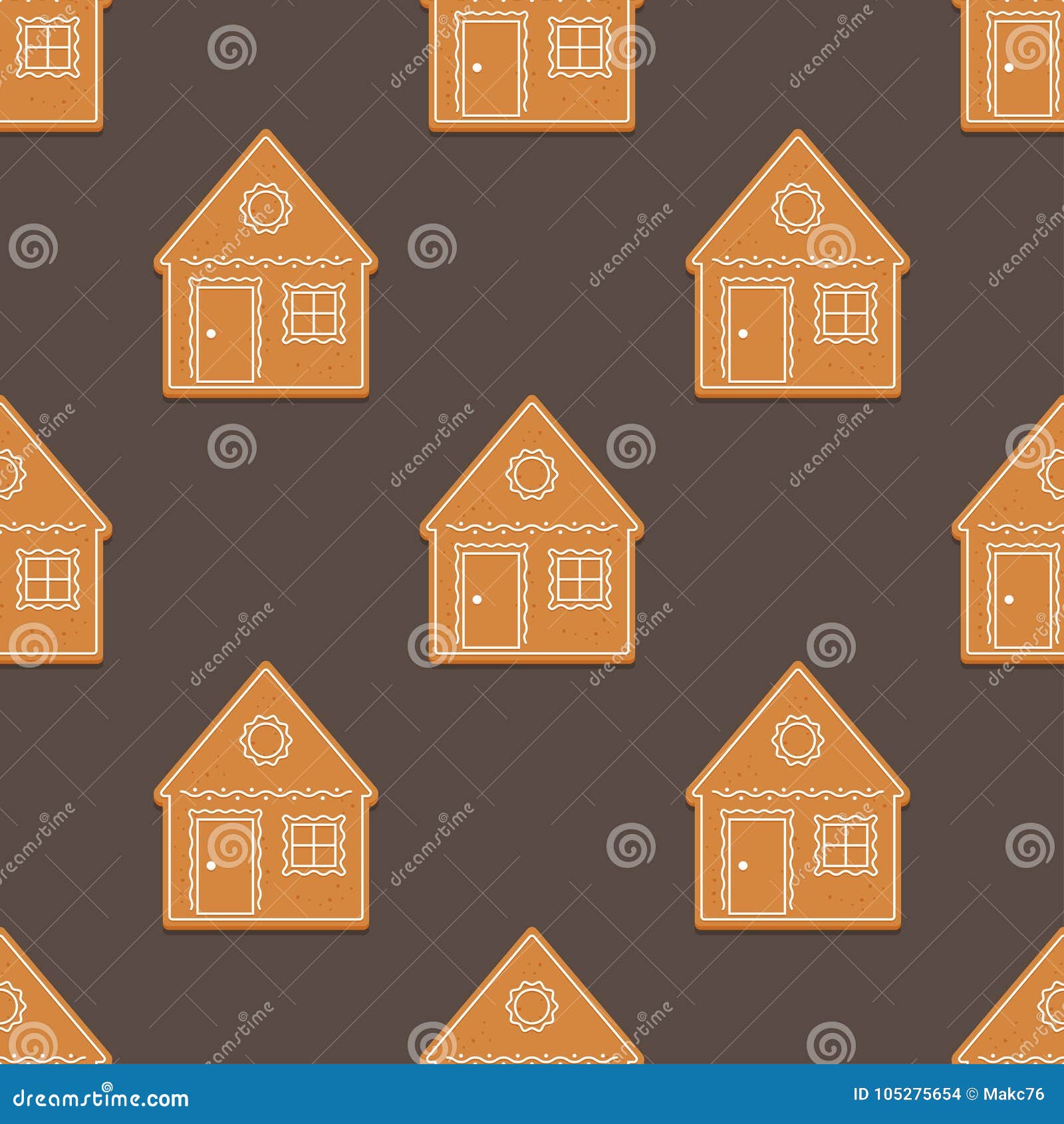 Seamless Pattern with Gingerbread House. Stock Vector - Illustration of ...