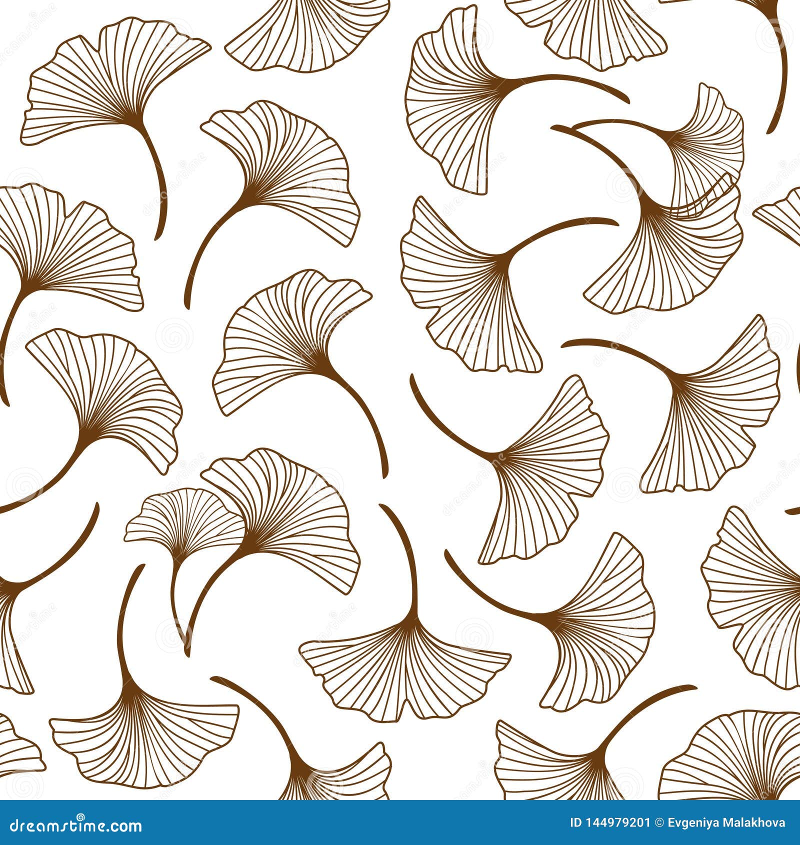 Seamless Pattern with Gingko Leaves Ornate Stock Vector - Illustration ...