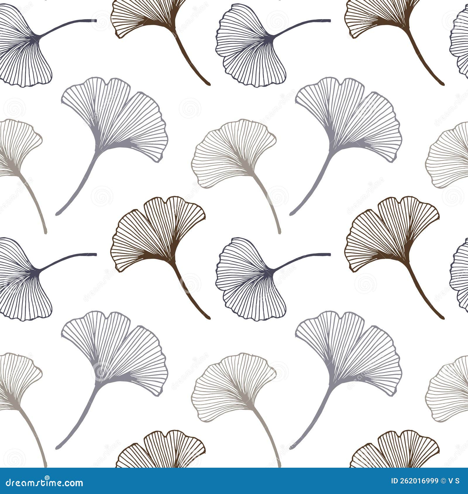 Seamless Pattern, Ginkgo Biloba Leaves on a White Background. Print ...