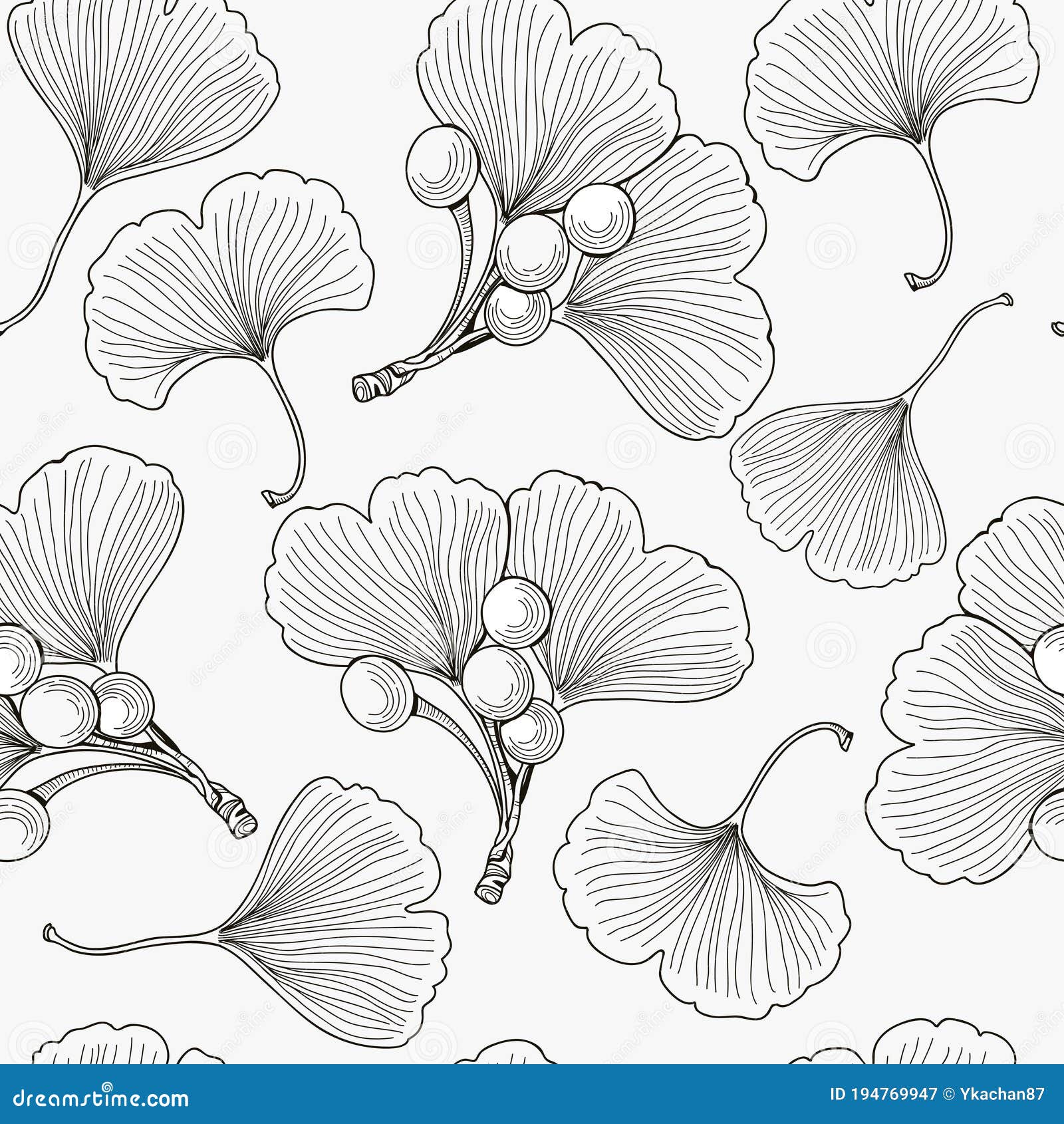 Seamless Pattern with Ginkgo Leaves. Vector Plant Texture. Stock Vector ...