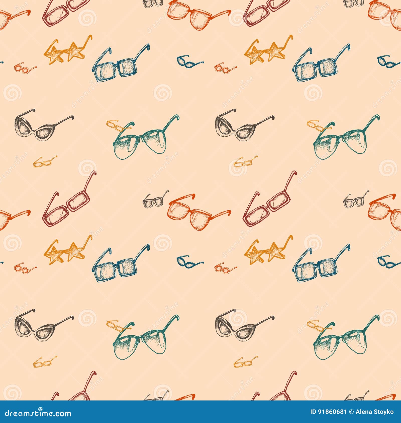 Seamless Pattern with Glasses Stock Vector - Illustration of series ...