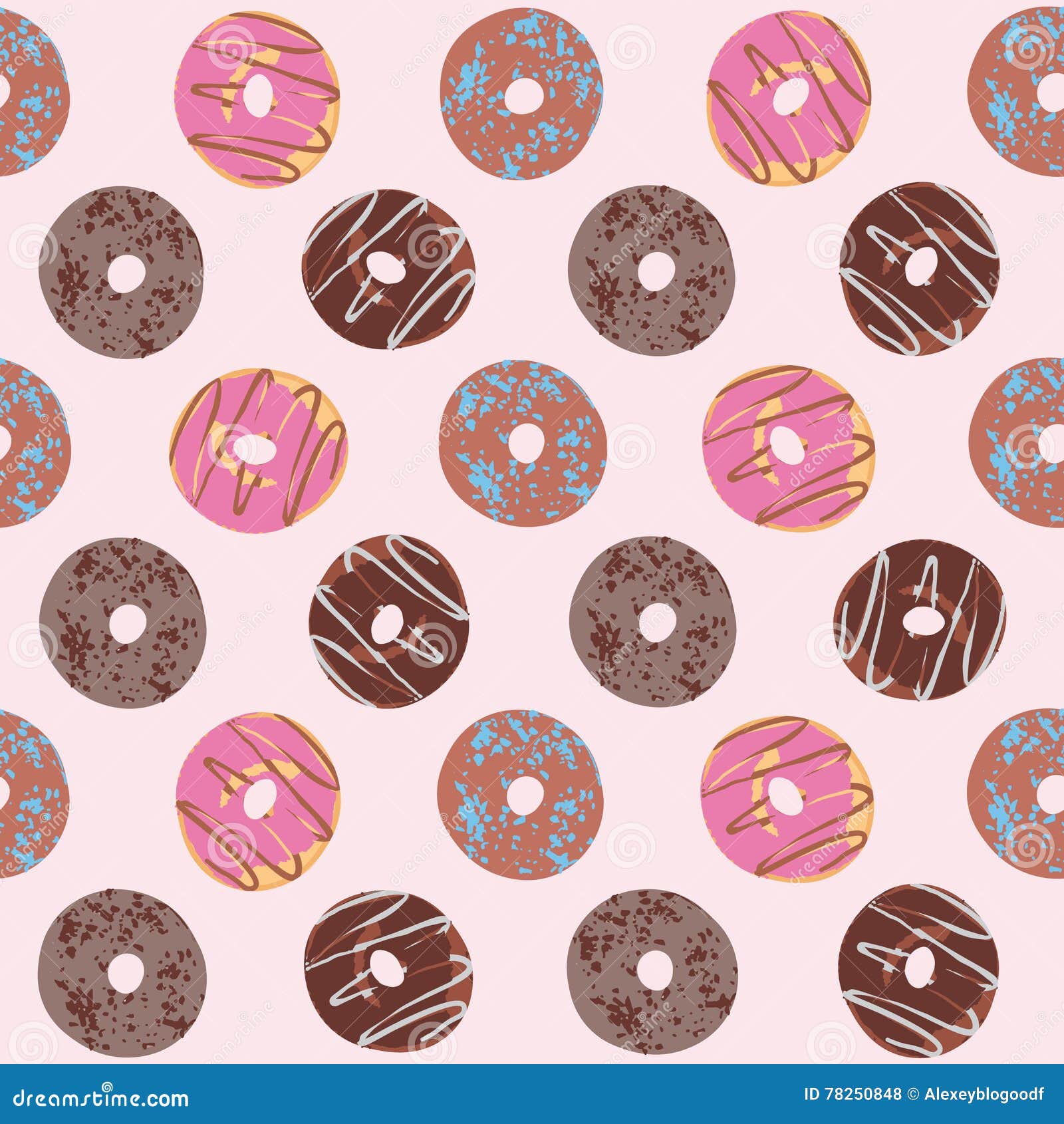 Seamless Pattern with Glazed Donuts. Chocolate and Pink Colors Stock ...