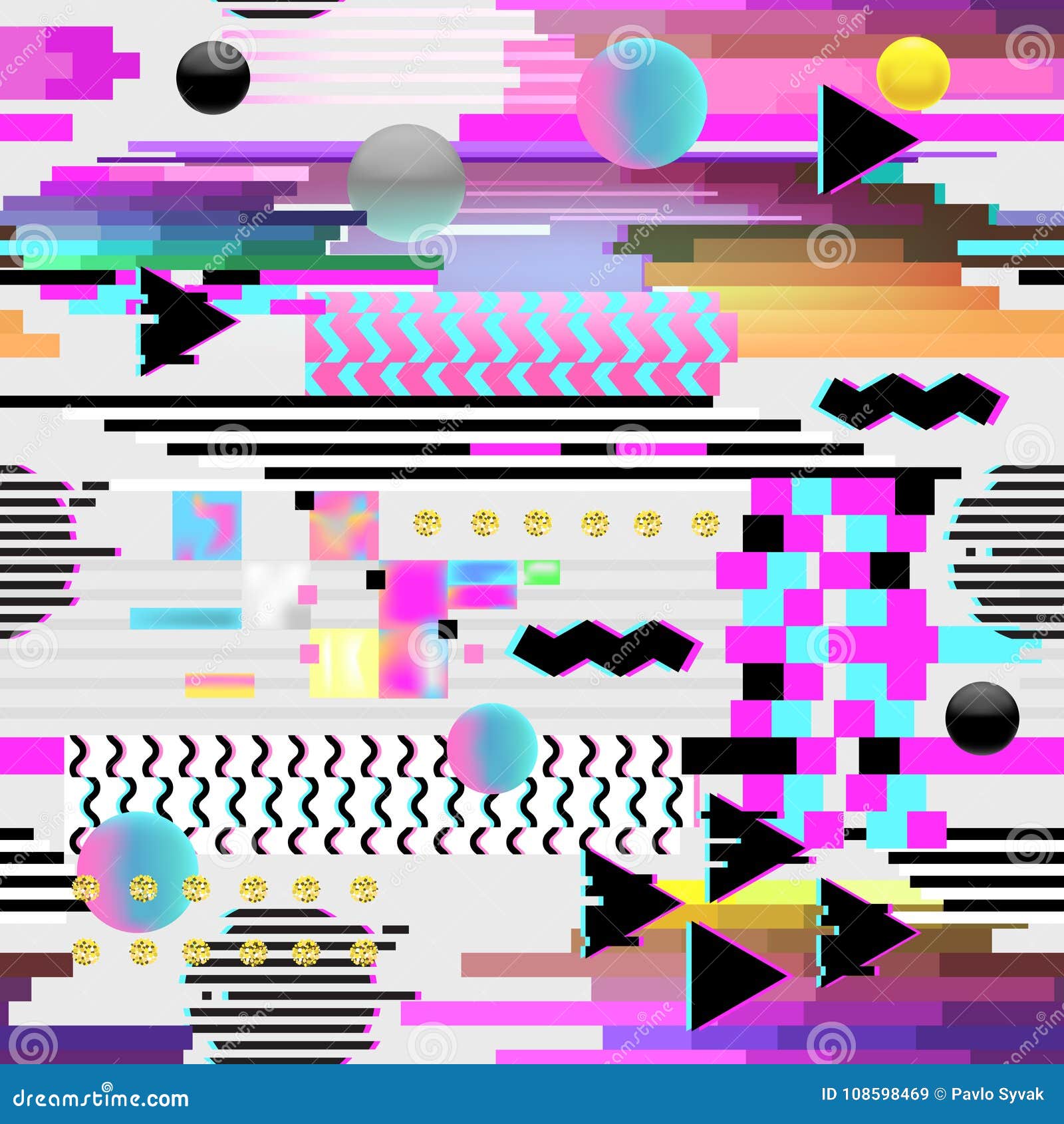 Seamless Pattern Glitch Design. Cyberpunk Digital Background with ...
