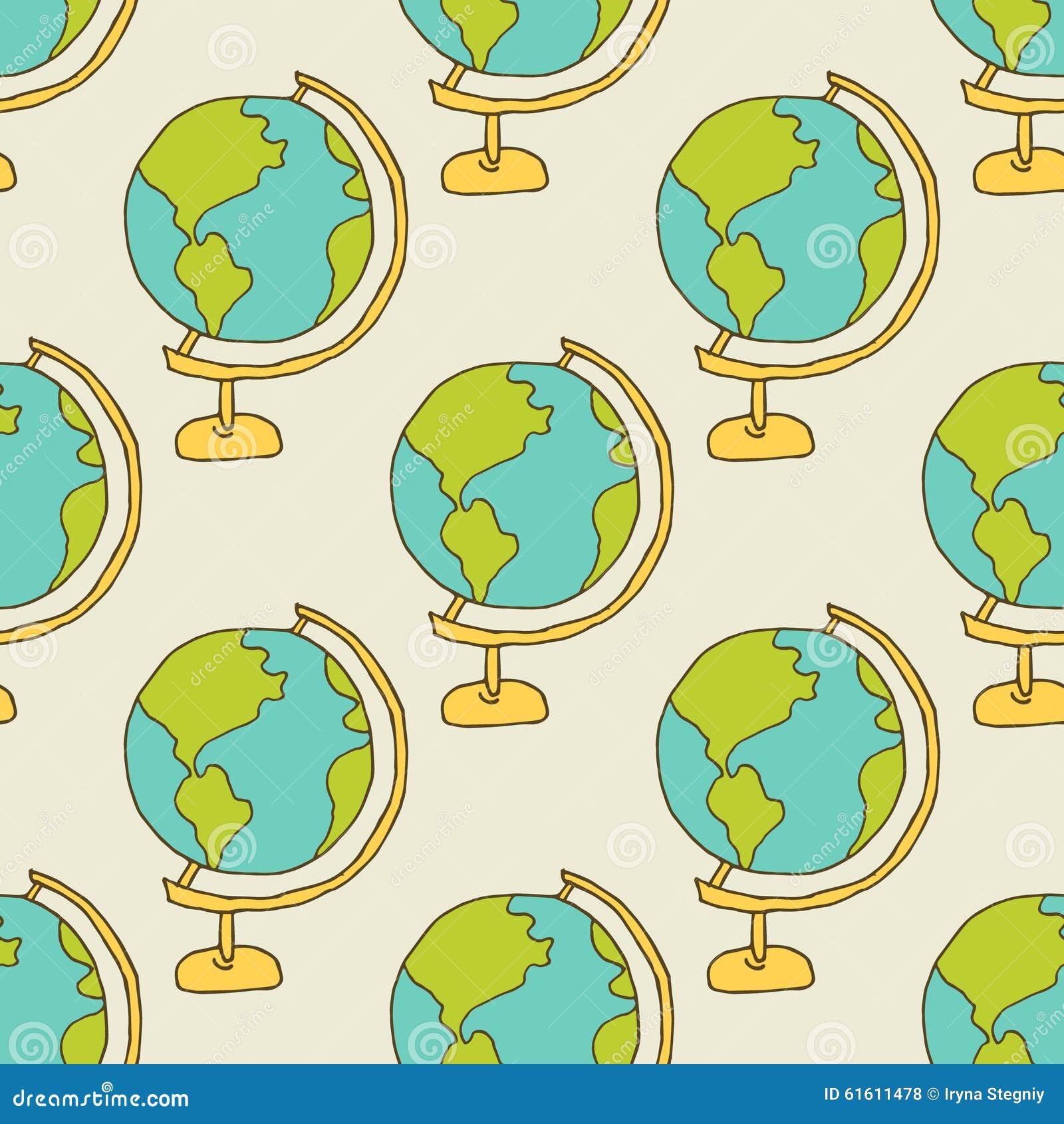 Seamless Pattern: a Globe on a Light Background Stock Illustration ...